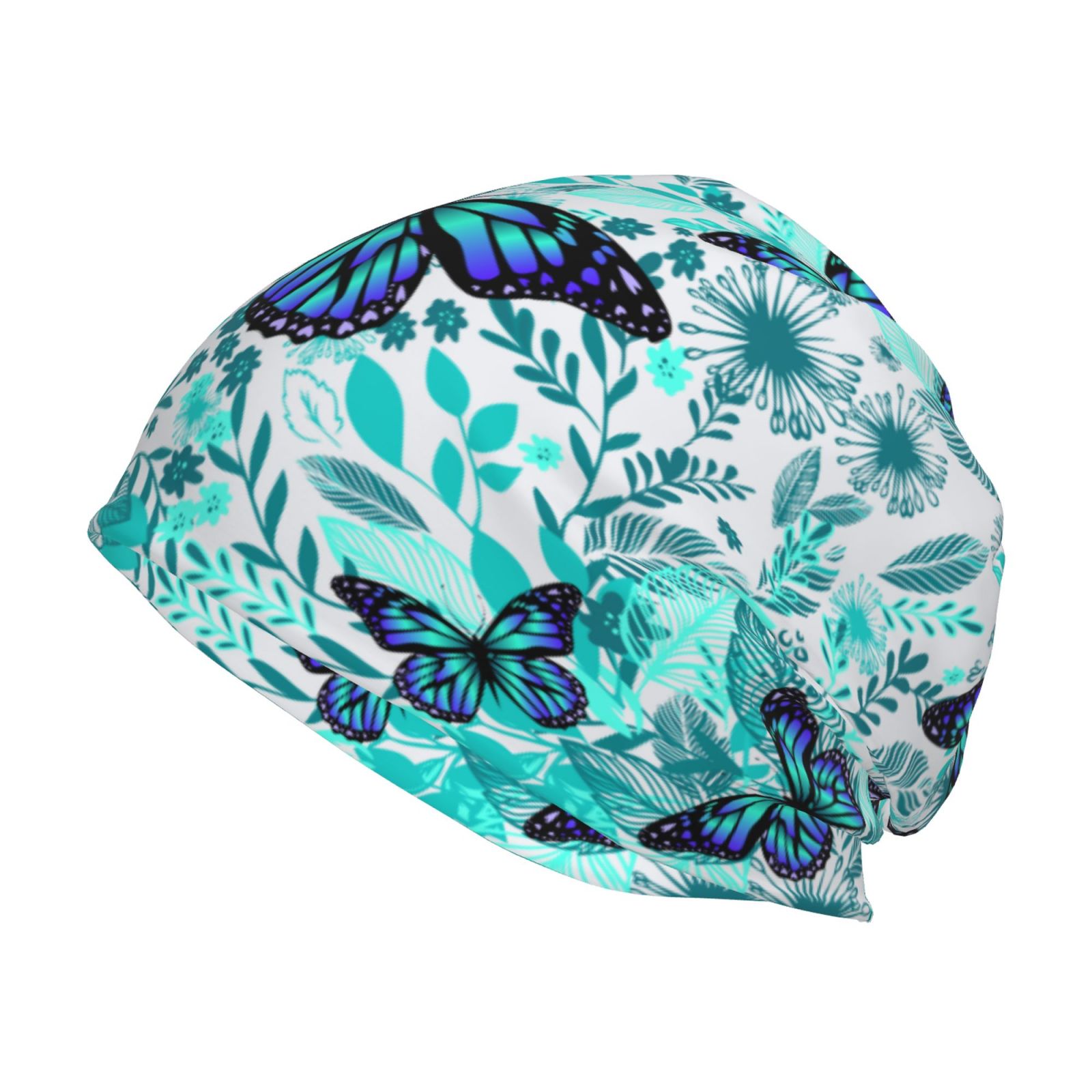 Kll Blue Floral With Butterflies Winter Fall Beanie Knit Hats For Men ...
