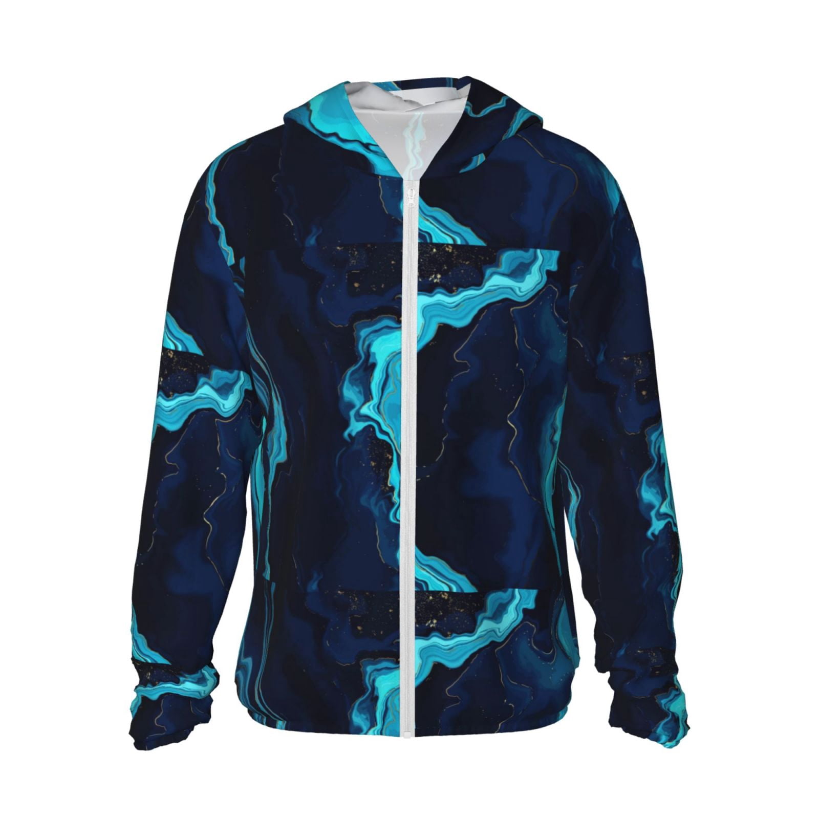 Kll Blue Marble And Gold Print Men'S Women’s Upf 50+ Sun Protection ...