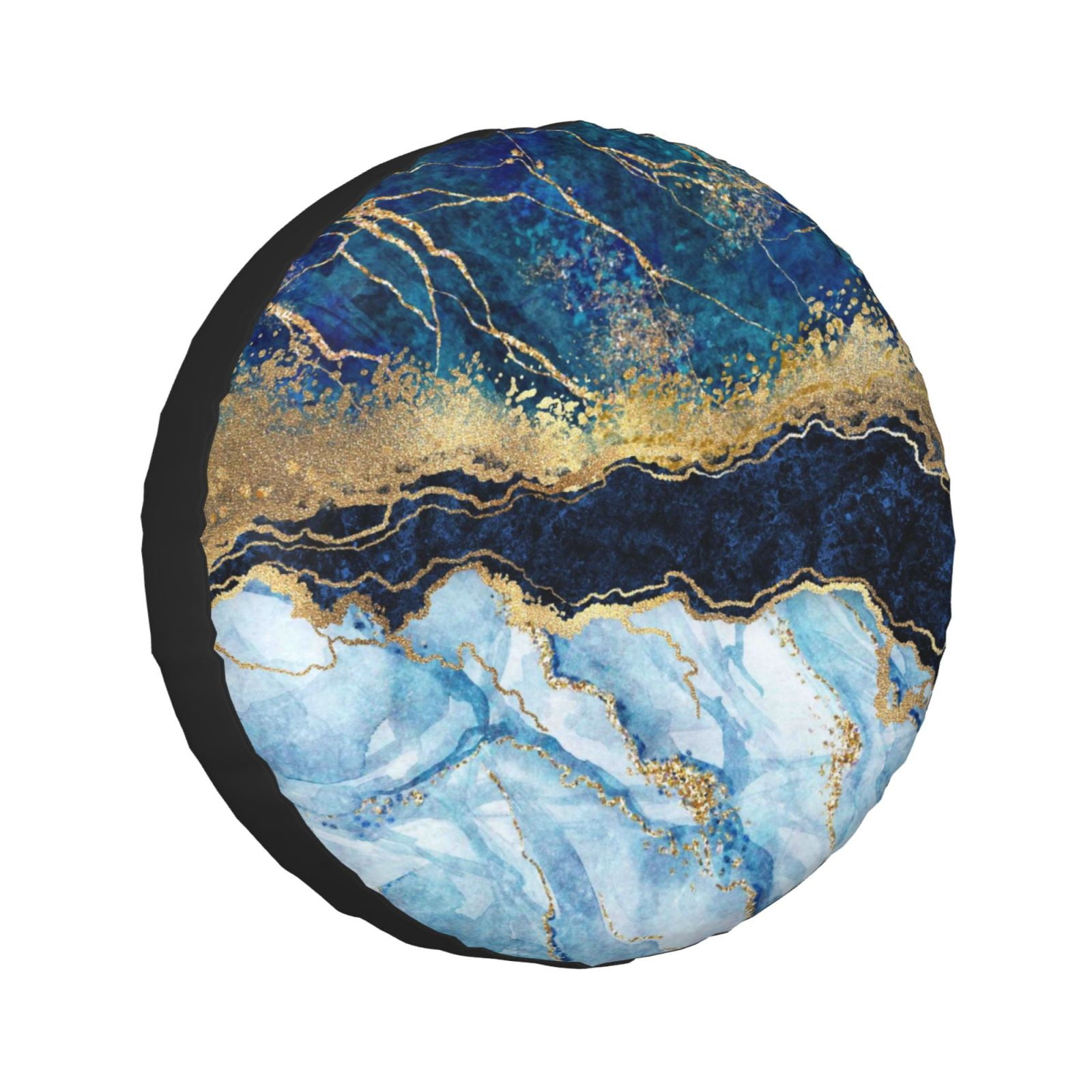 Kll Blue Marble Gold Foil And Glitter Decor Tire Cover,Universal Wheel ...