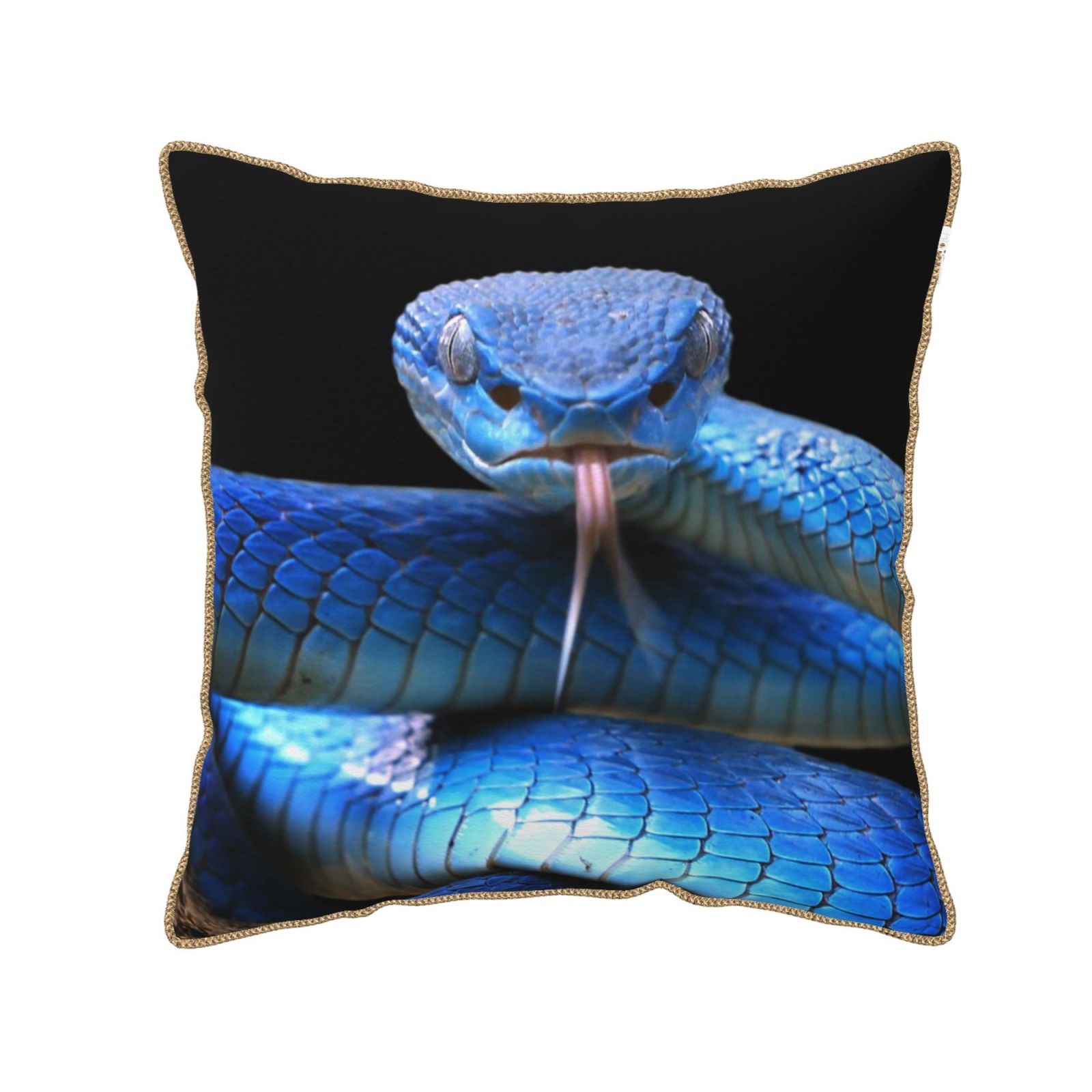 Kll Blue Viper Snake Decorative Throw Pillow Covers Velvet Soft For ...