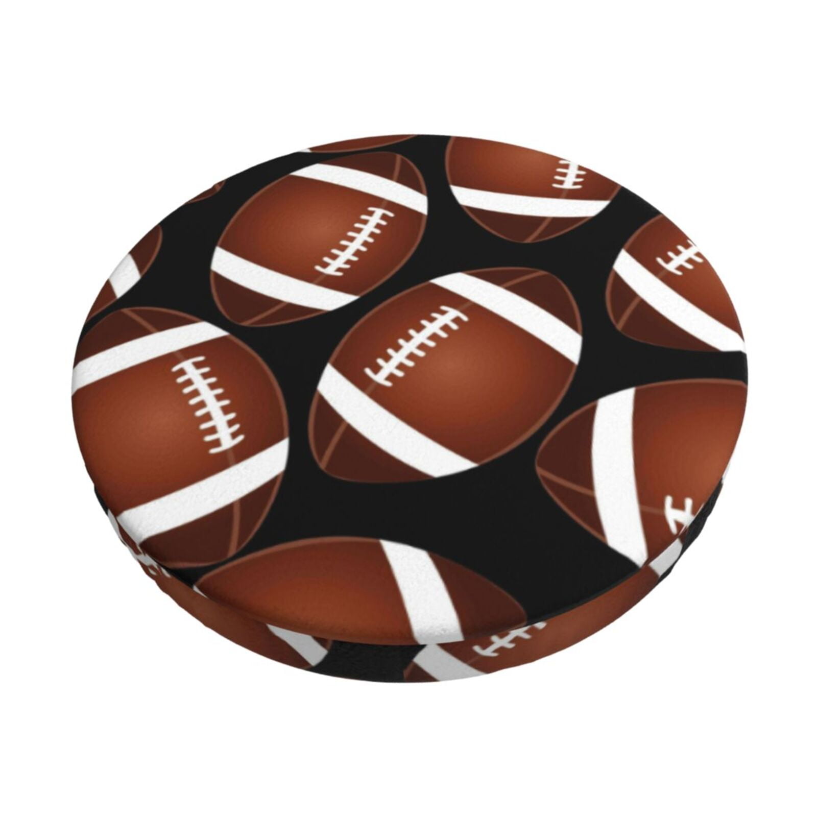 Kll Brown Football On Black Round Bar Chair Cushion Cover 13 Inch,Bar ...