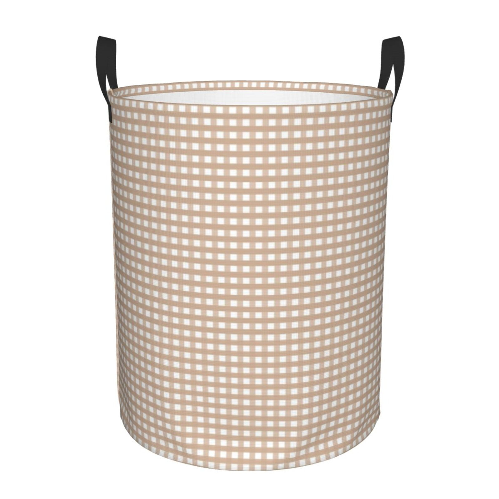 Kll Brown Gingham Waterproof Foldable Laundry Hamper Bucket With ...