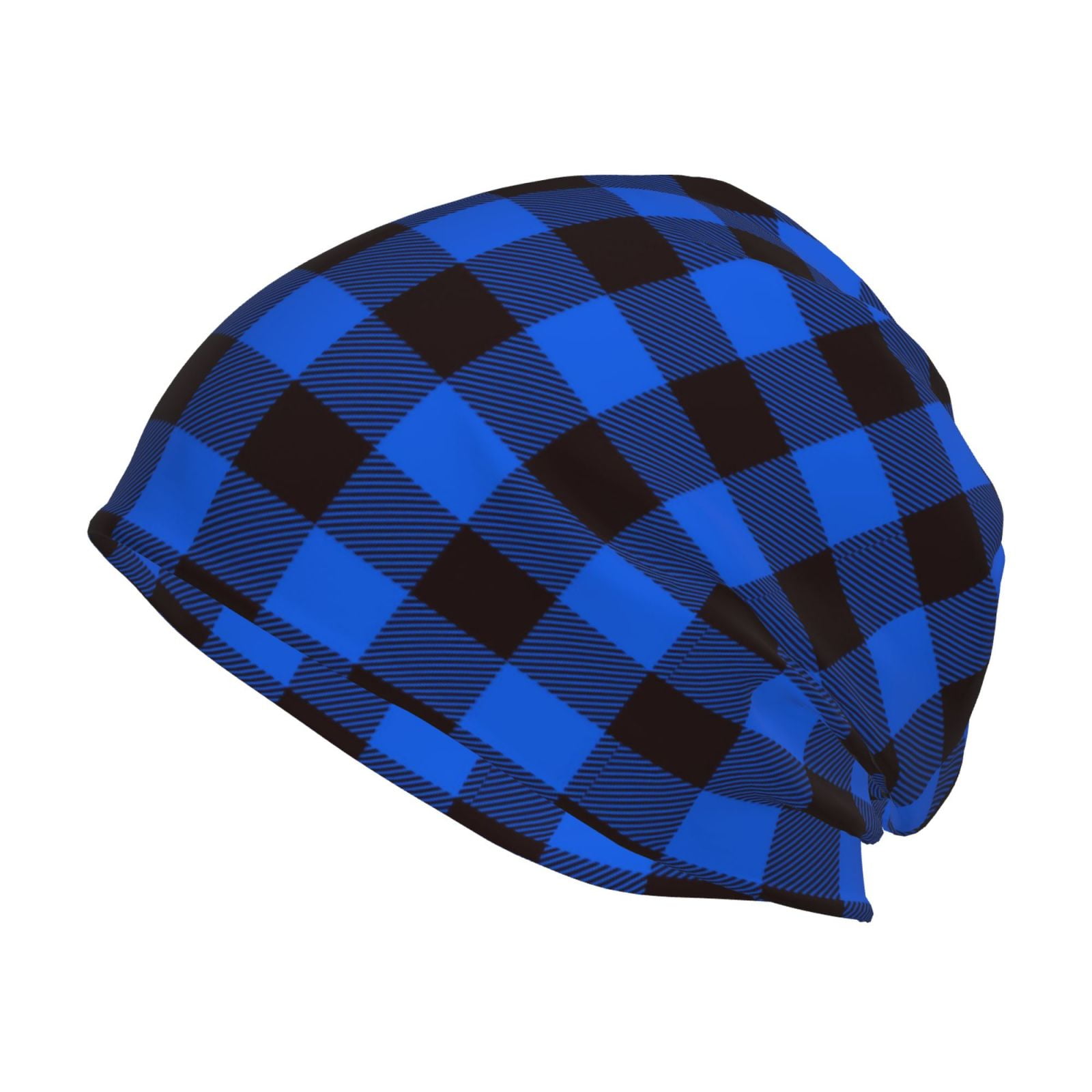 Kll Buffalo Plaid Blue Black Winter Fall Beanie Knit Hats For Men ...