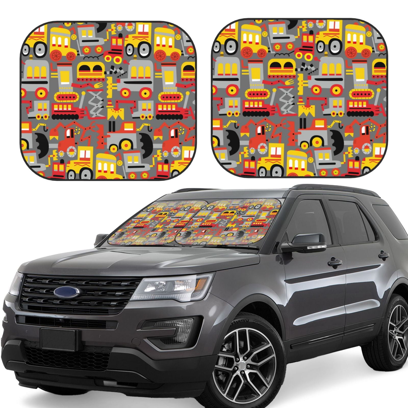 Kll Cars Windshield Sun Shade 2-Piece Foldable Car Front Window ...