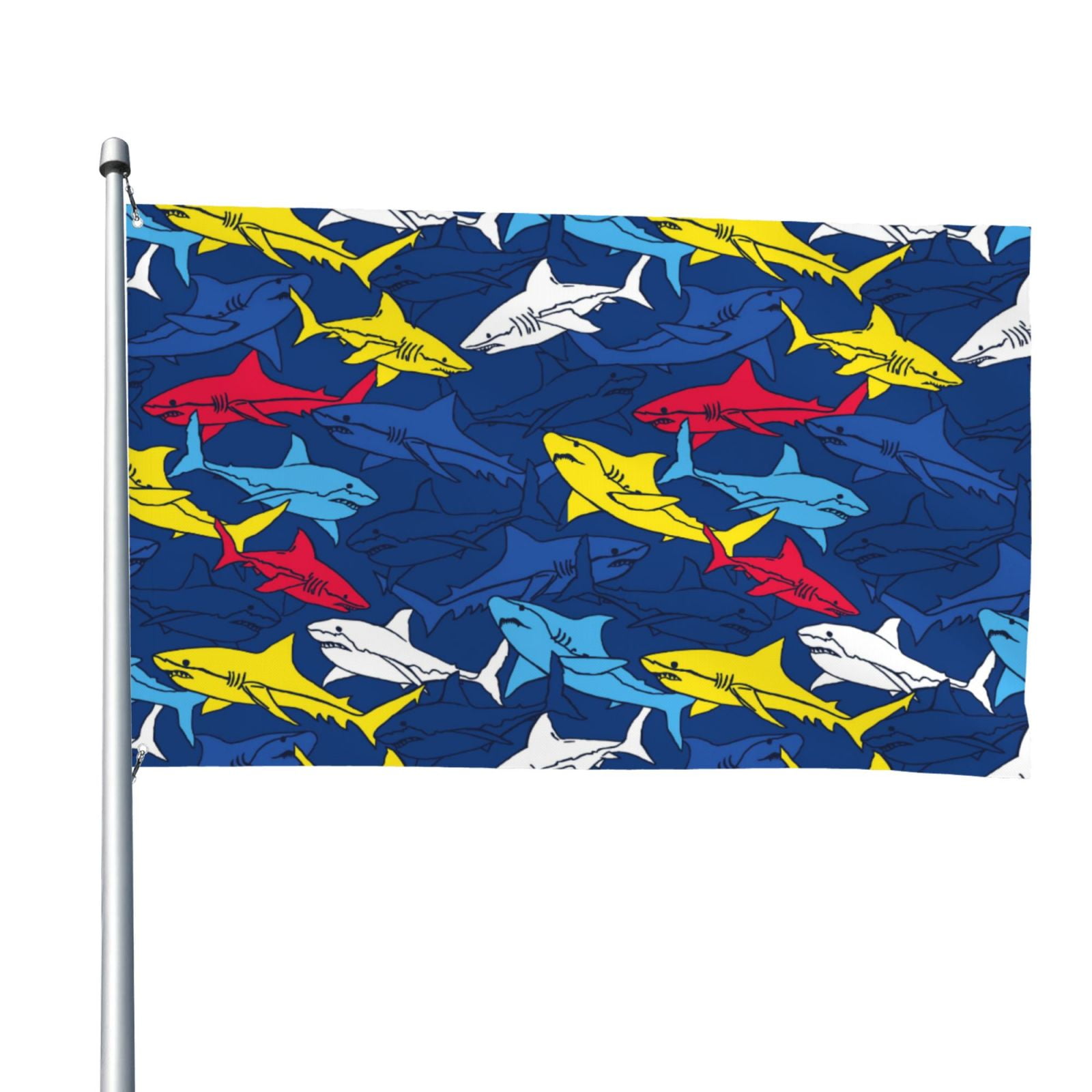Kll Cartoon Shark Flag 4x6 Ft Parade Party Flag Outdoor Flag Decorative ...