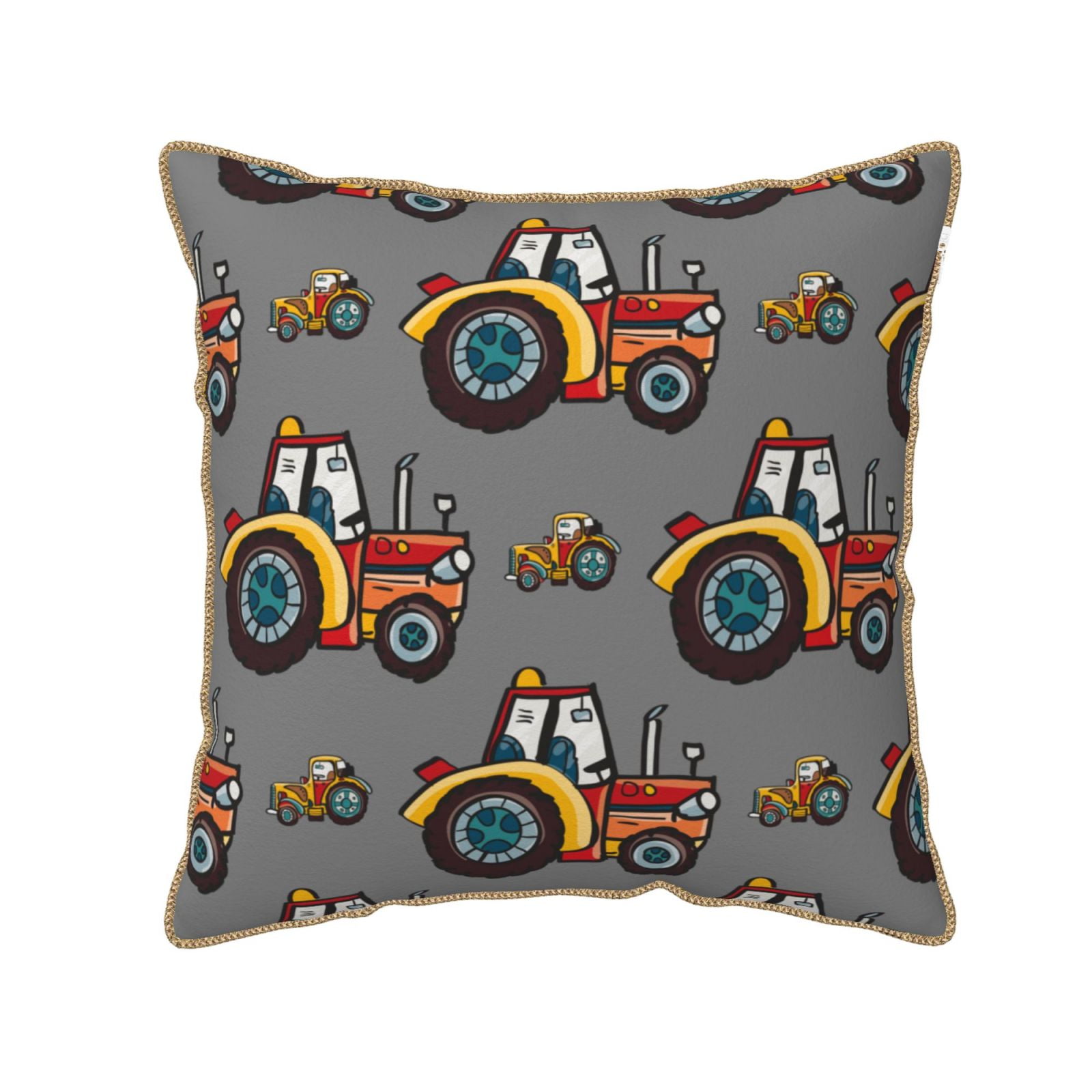 Kll Cartoon Tractor Decorative Throw Pillow Covers Velvet Soft For ...