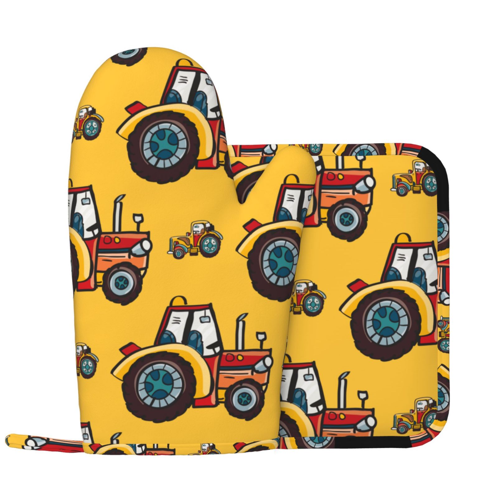 Kll Cartoon Tractor Oven Gloves And Pot Holders Grill Gloves - Oven ...
