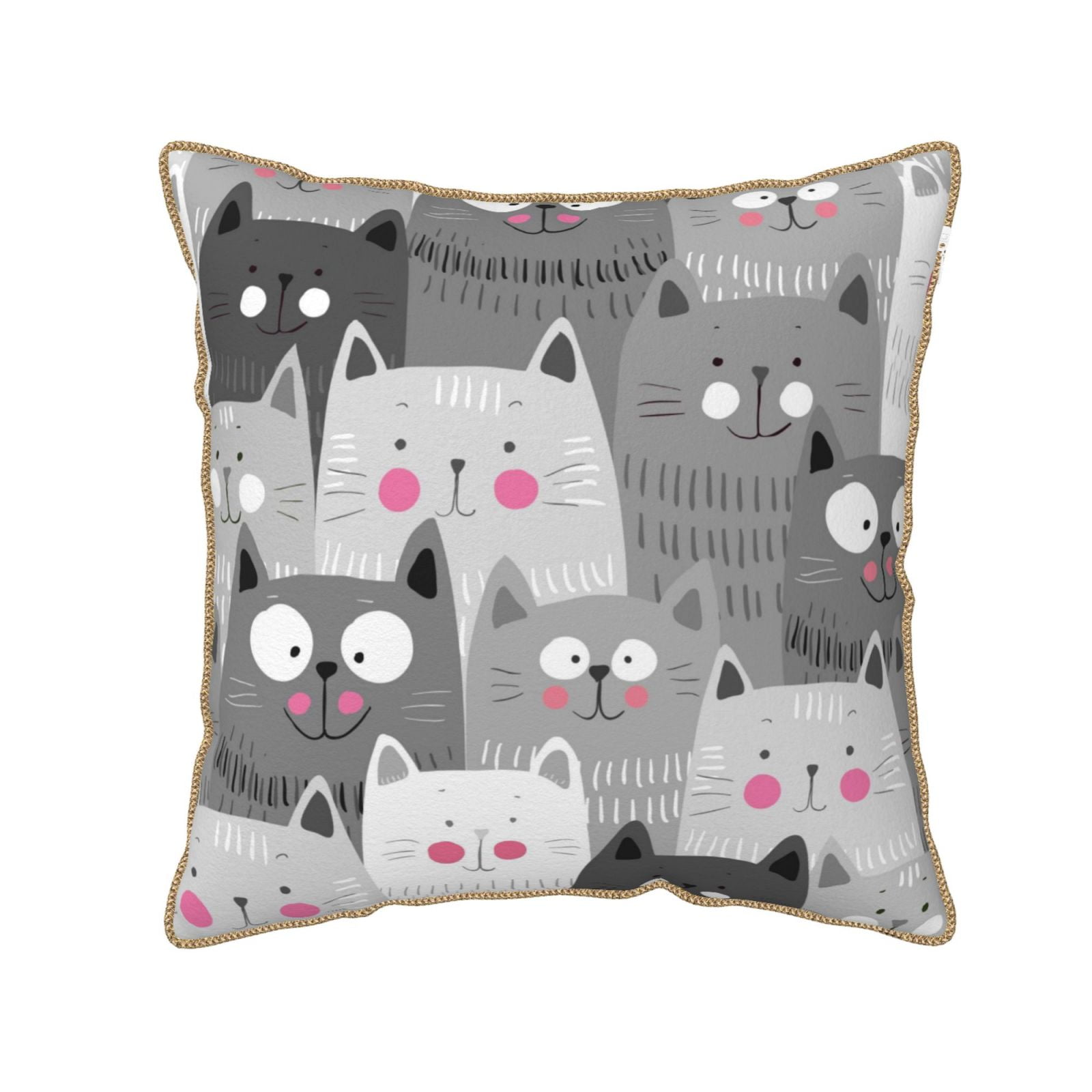 Kll Cats Group Decorative Throw Pillow Covers Velvet Soft For Couch ...