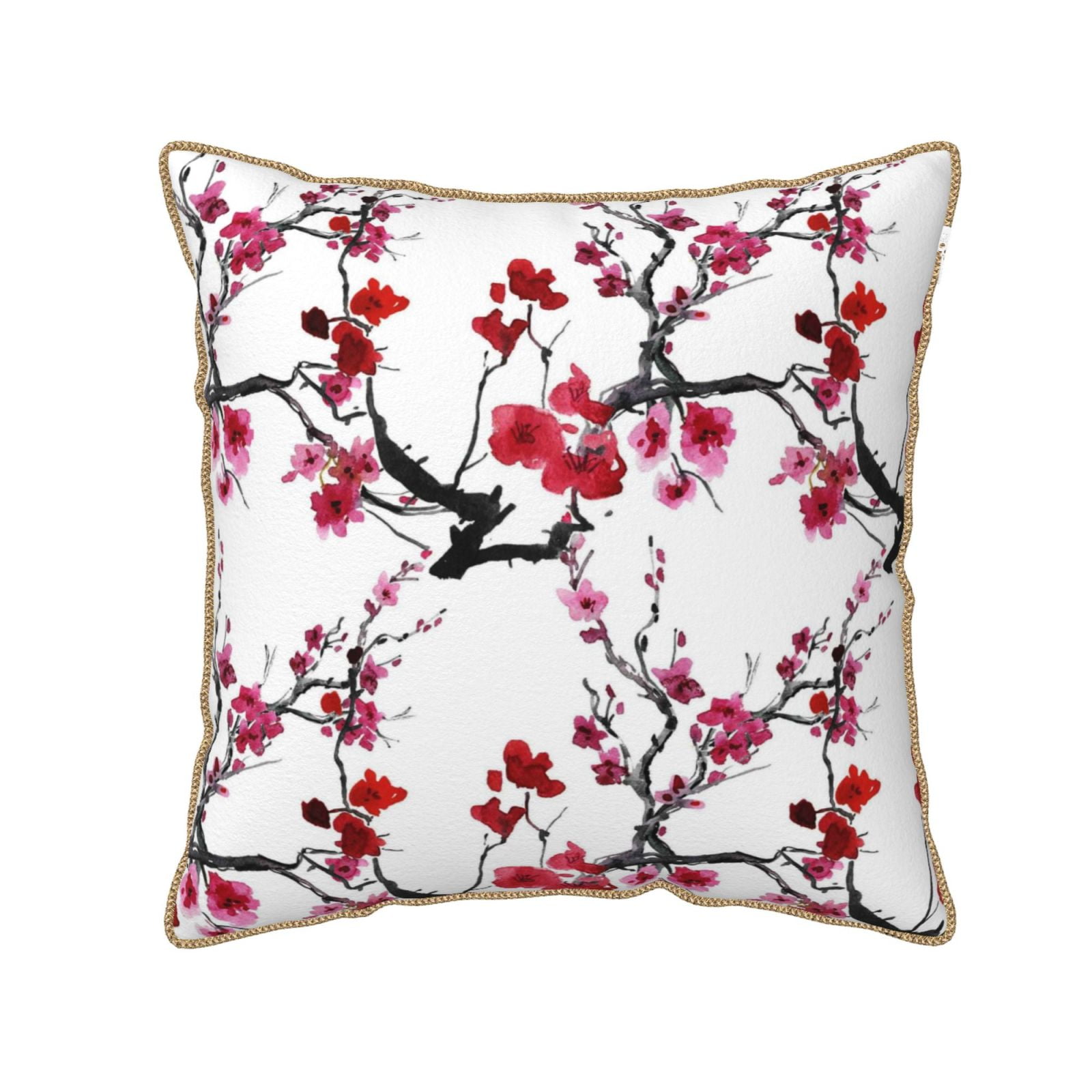 Kll Cherry Blossoms Decorative Throw Pillow Covers Velvet Soft For Couch Sofa Bedroom Living ...