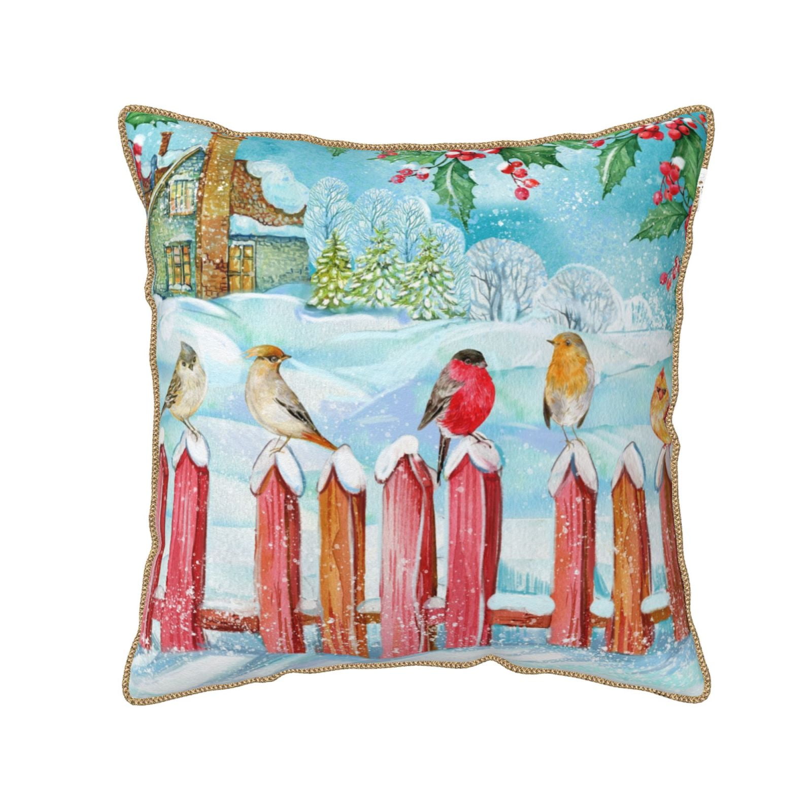 Kll Christmas Birds Decorative Throw Pillow Covers Velvet Soft For ...