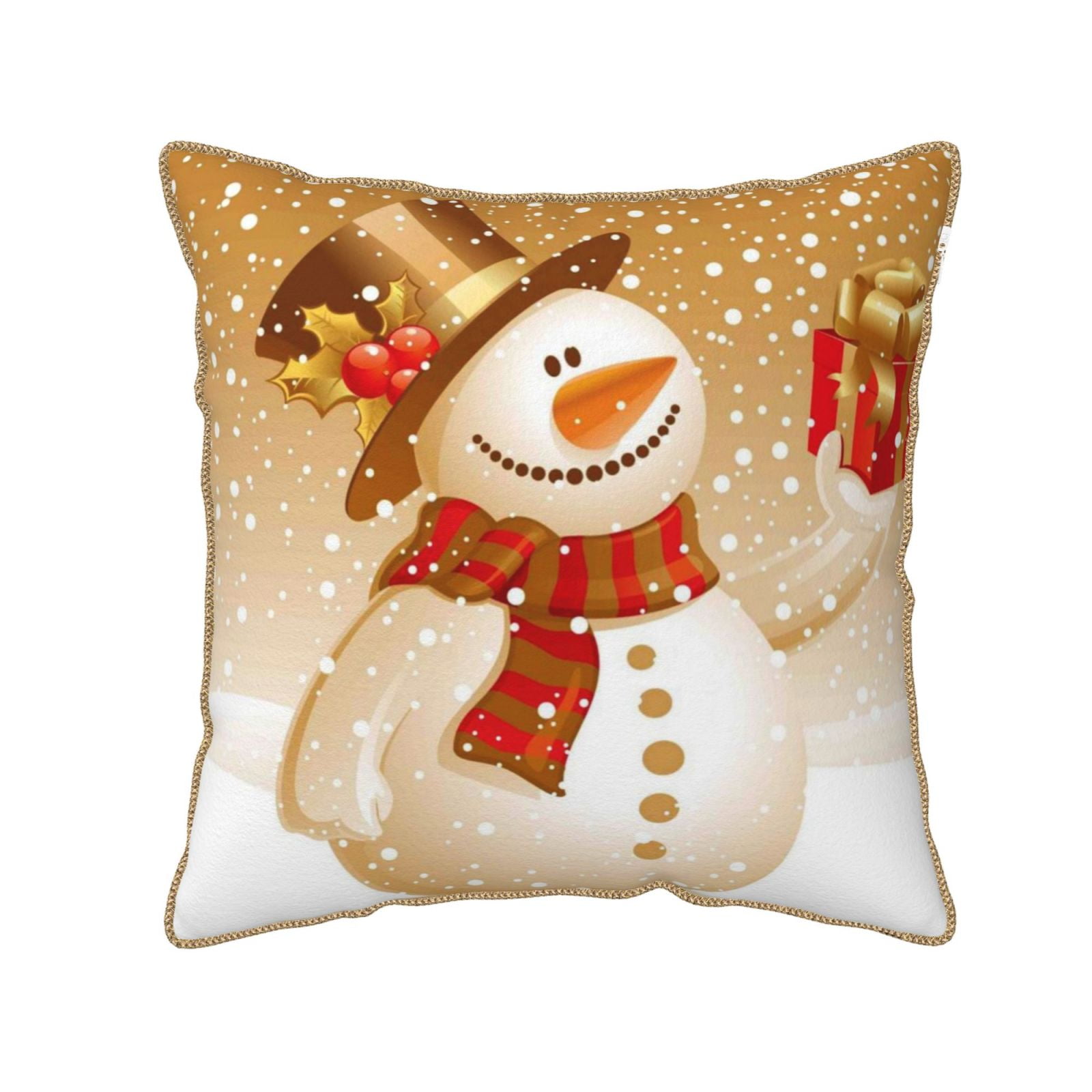 Kll Christmas Snowman Gift Decorative Throw Pillow Covers Velvet Soft ...