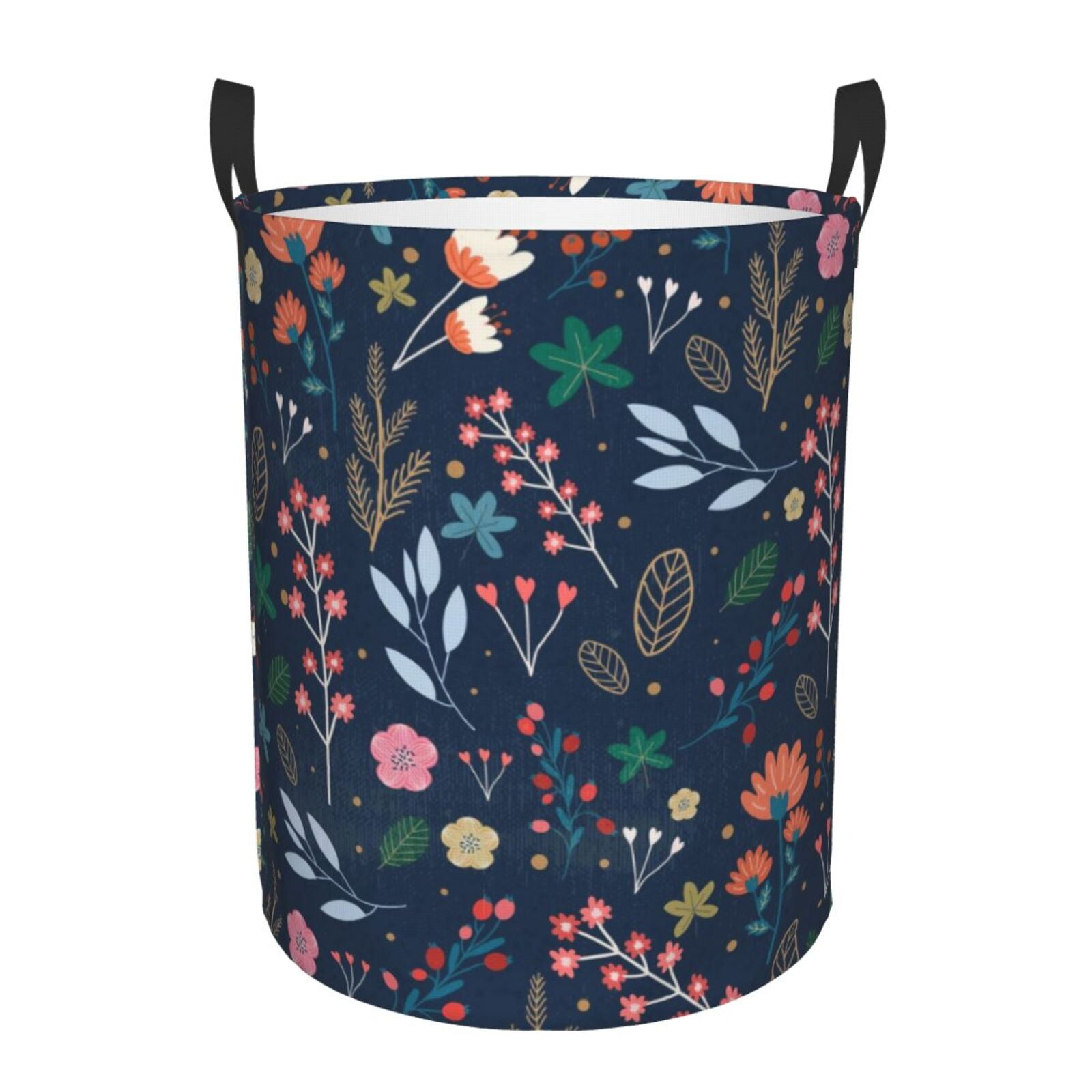 Kll Colorful Flowers Waterproof Foldable Laundry Hamper Bucket With ...