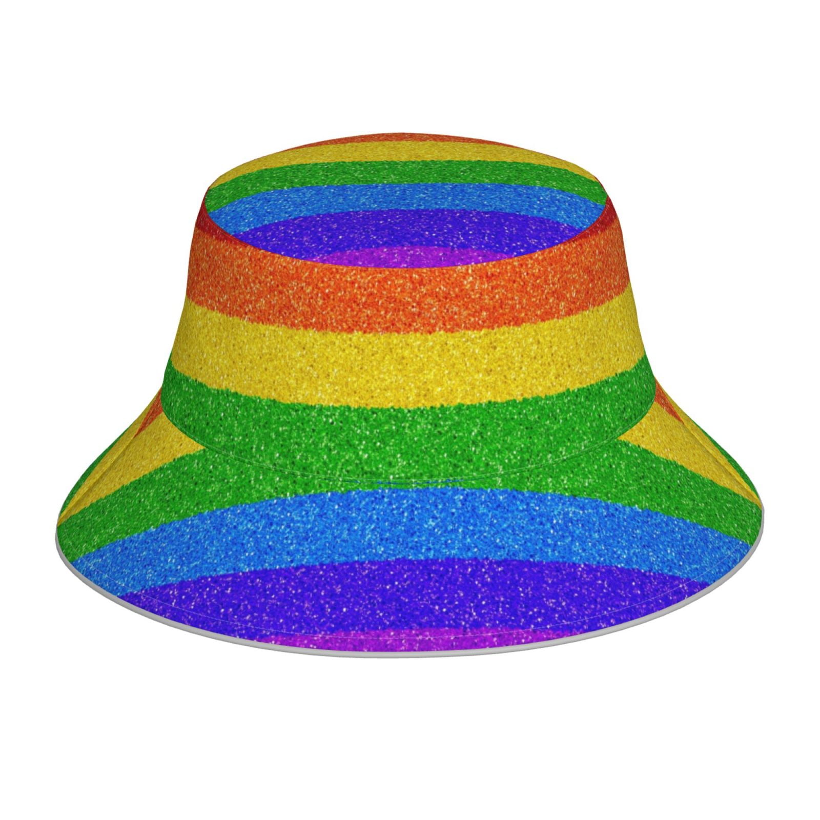 Kll Colorful Glitter Rainbow Bucket Hat For Women Men Packable Travel ...