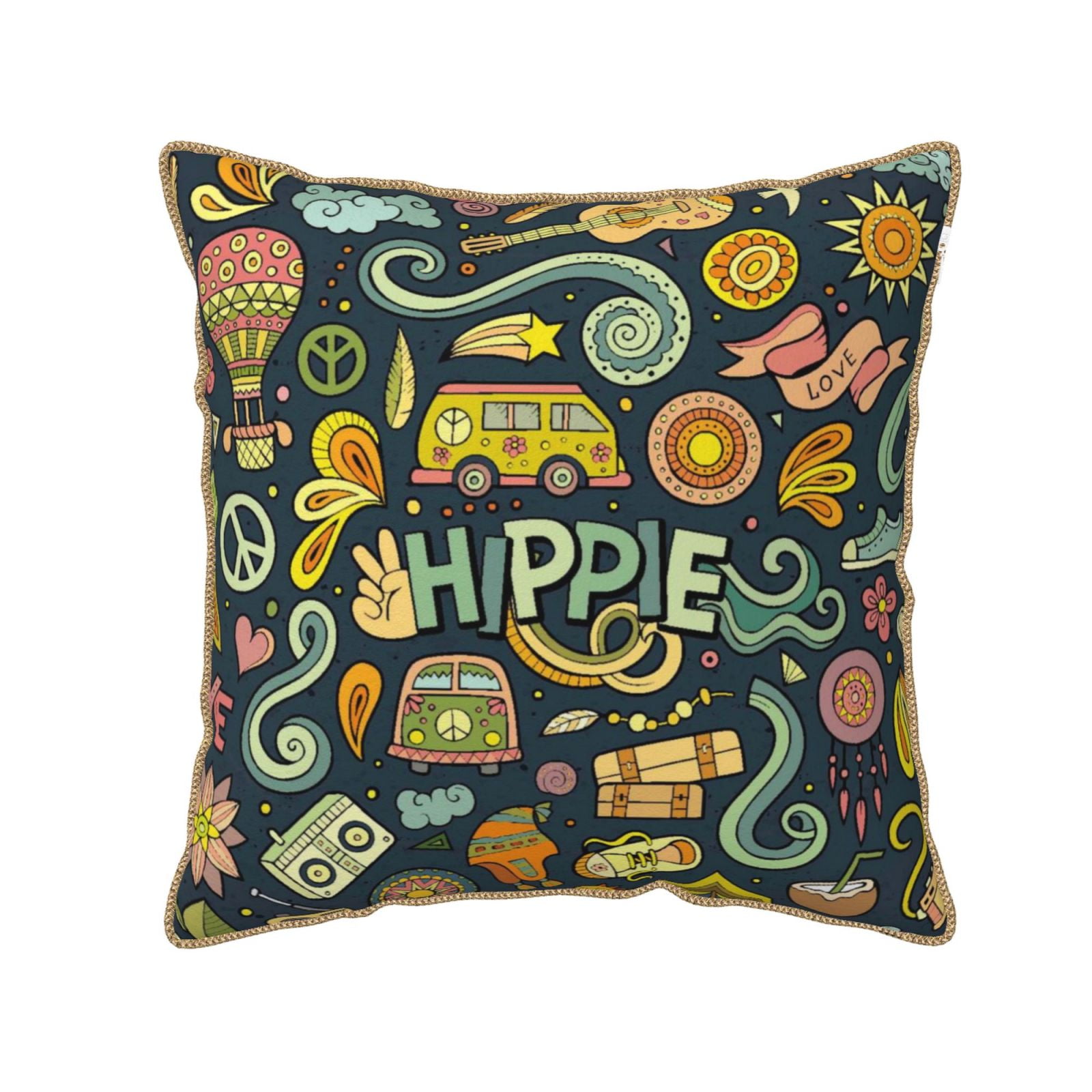 Kll Colorful Hippie Decorative Throw Pillow Covers Velvet Soft For ...