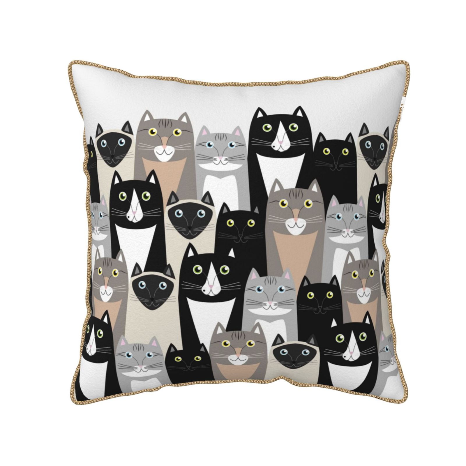 Kll Colors Cats Decorative Throw Pillow Covers Velvet Soft For Couch ...