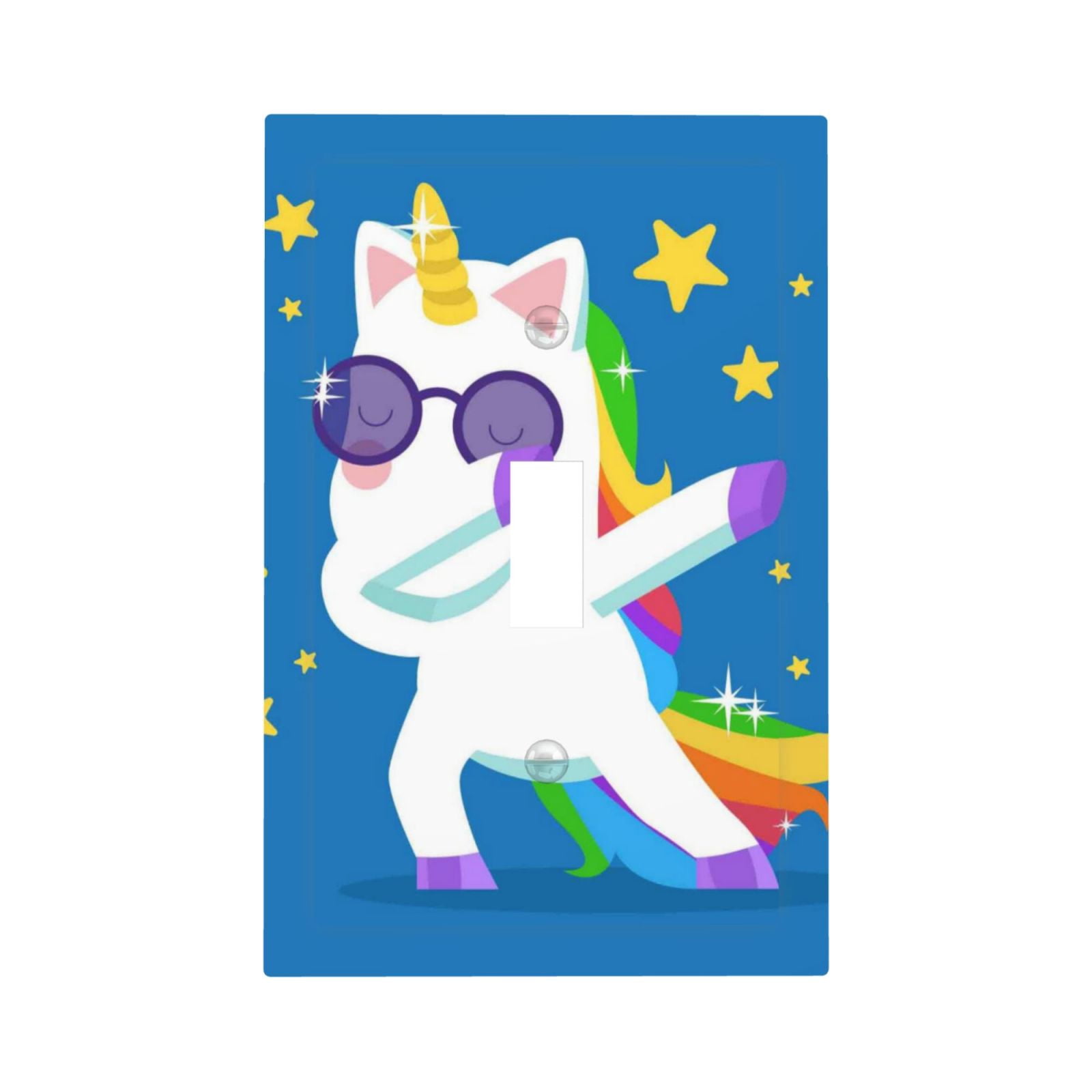 Kll Cool Unicorn Star Golden Wall Plate,Gloss Finish,Standard Size 1 - 5" X 3", Polycarbonate ...