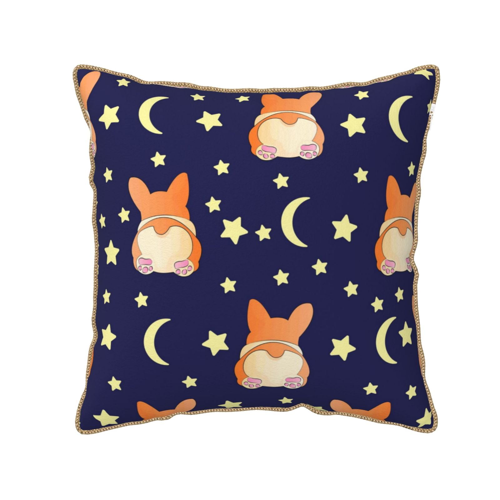 Kll Corgi Lying With Moons And Stars Decorative Throw Pillow Covers Velvet Soft For Couch Sofa ...