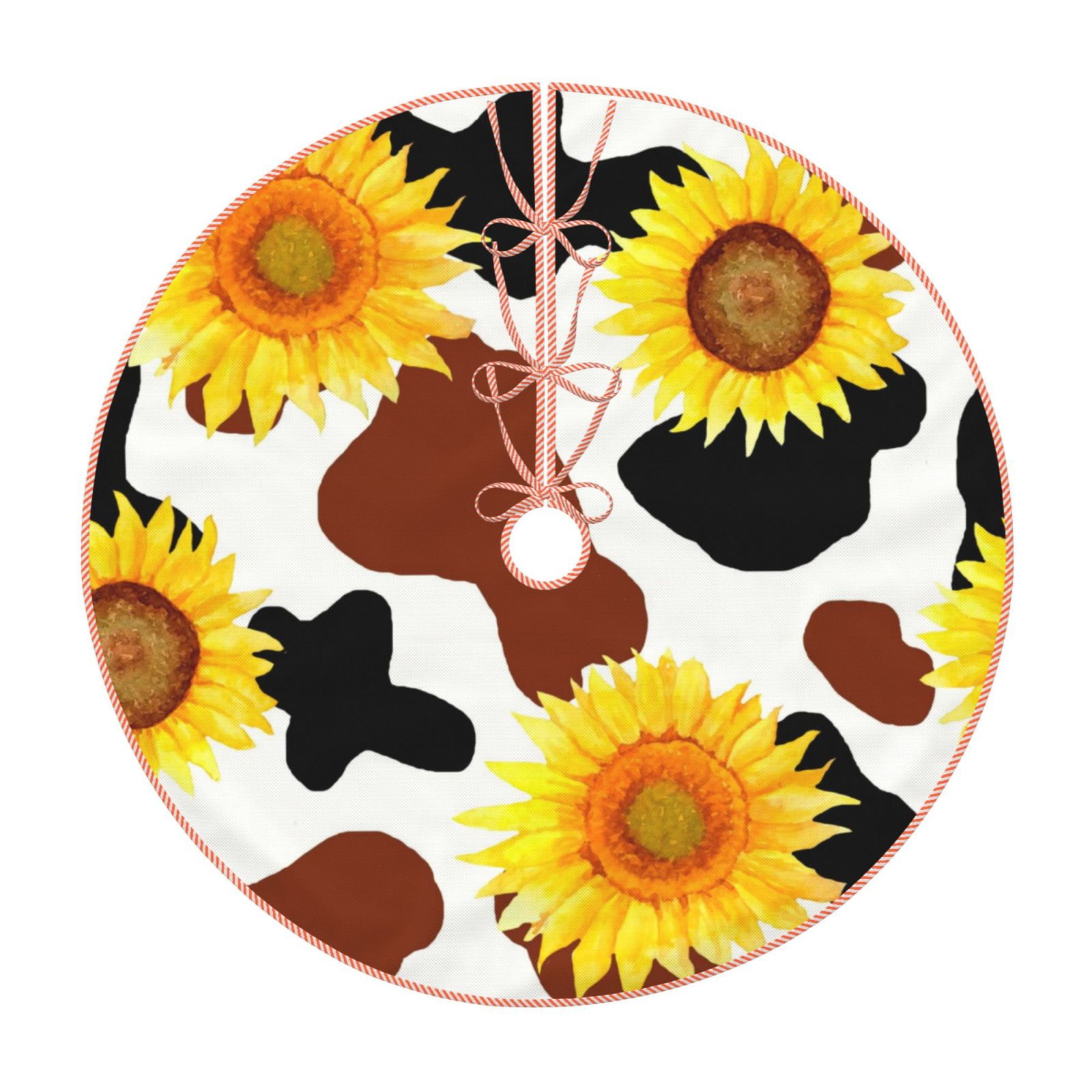 Kll Cow Print Sunflower Christmas Tree Skirt 48",Party Decorations ...
