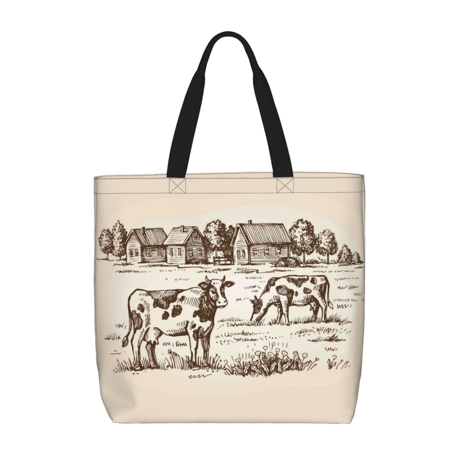 Kll Cows On The Farm Pattern Aesthetic Tote Bag For Women Beach Bag ...