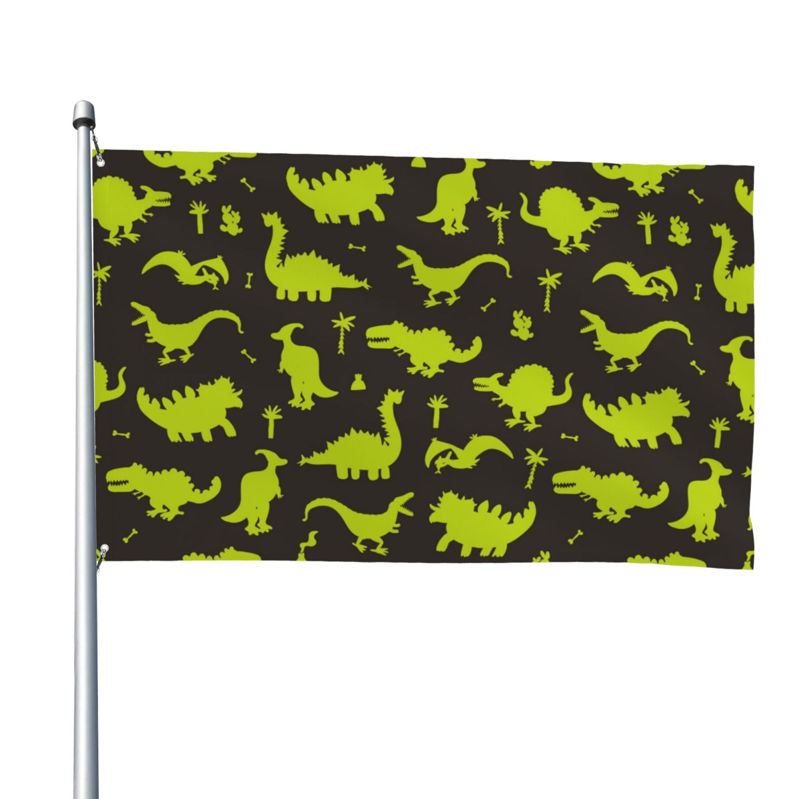 Kll Cute Cartoon Dinosaurs Green Silhouette Pattern Flag 4x6 Ft Parade ...