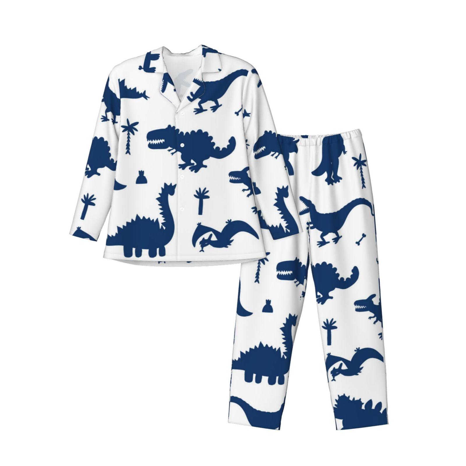 Kll Cute Cartoon Dinosaurs Sleepwear Mens Flannel Pajamas,Long Cotton ...