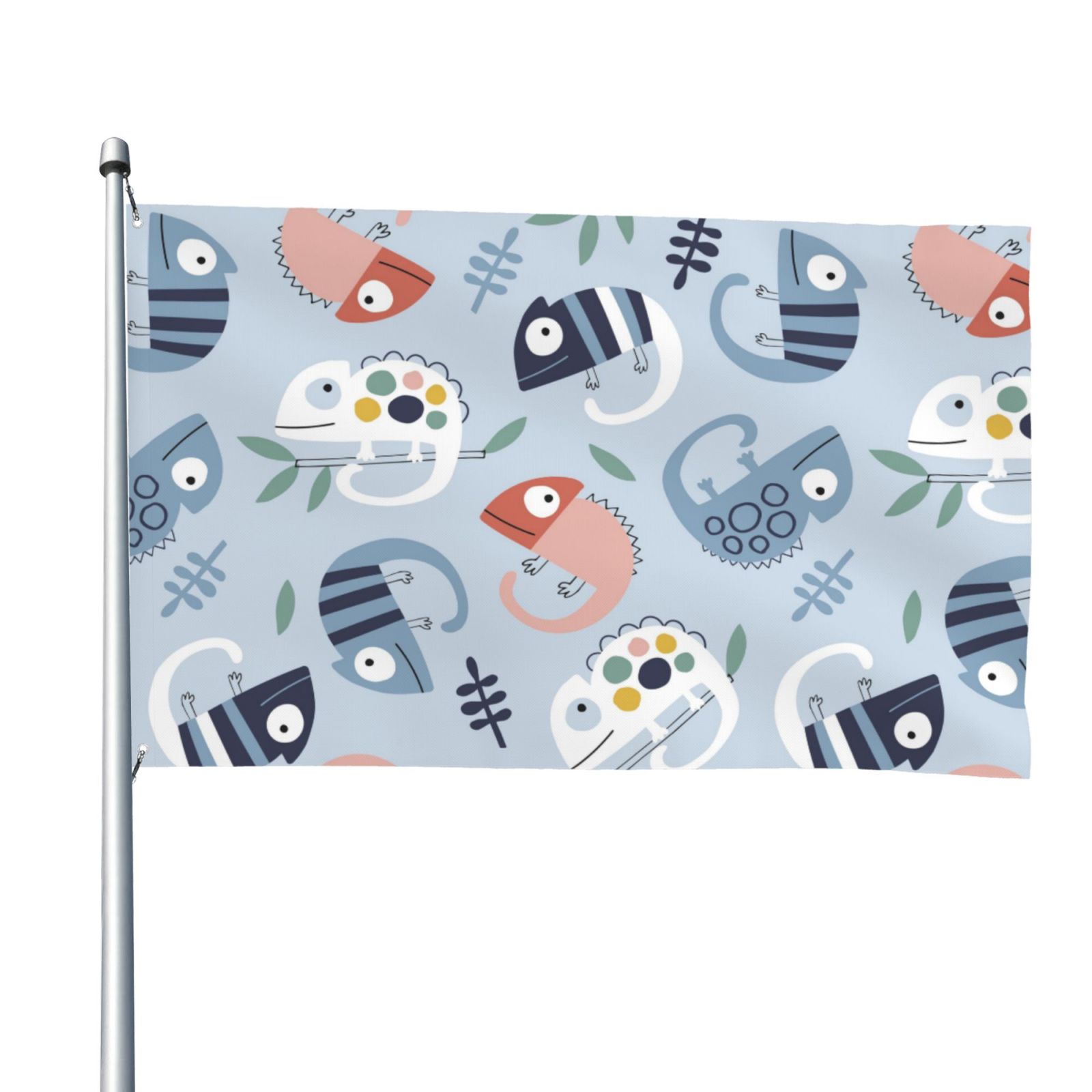 Kll Cute Chameleons On Blue Background Flag 4x6 Ft Parade Party Flag ...