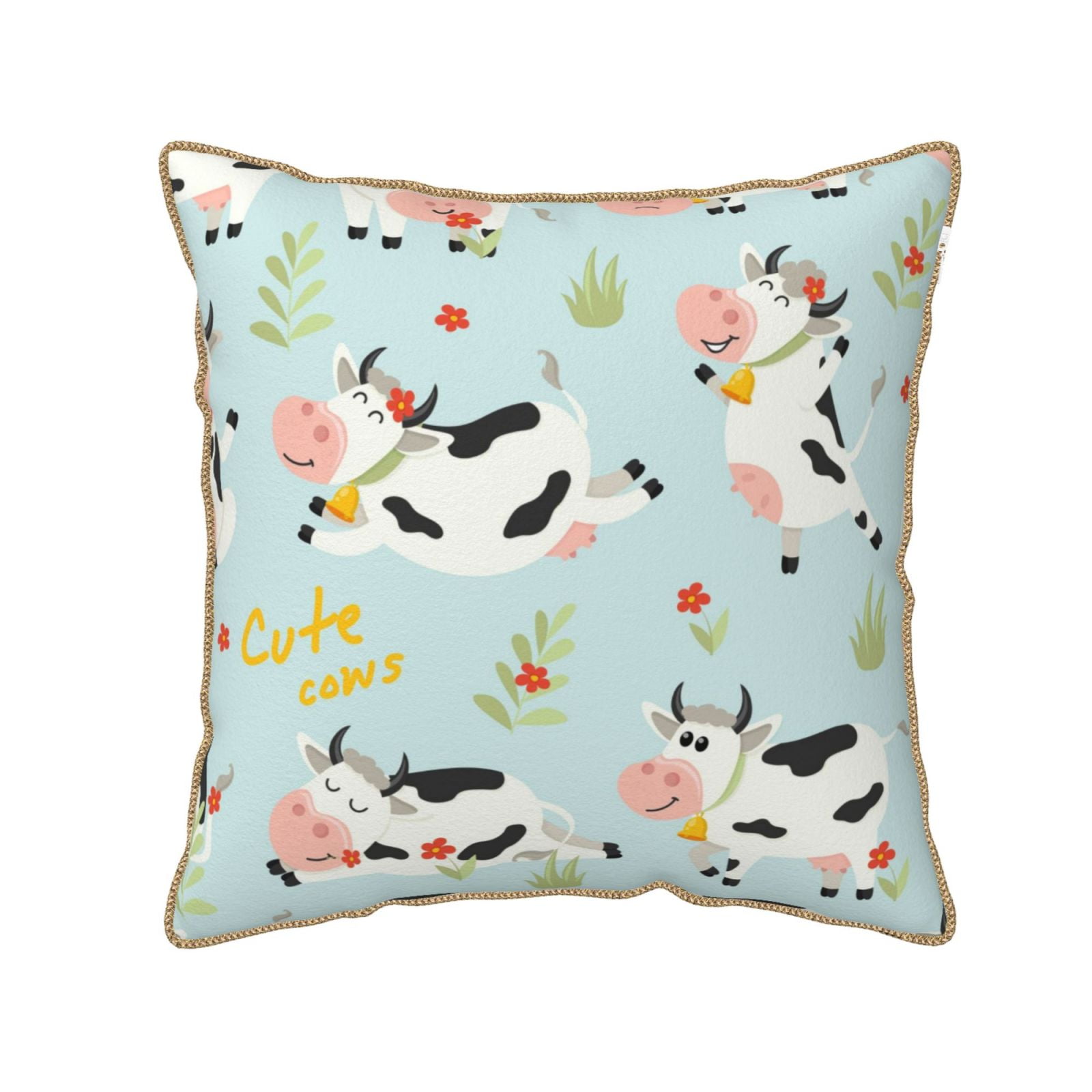Kll Cute Cows Decorative Throw Pillow Covers Velvet Soft For Couch Sofa ...