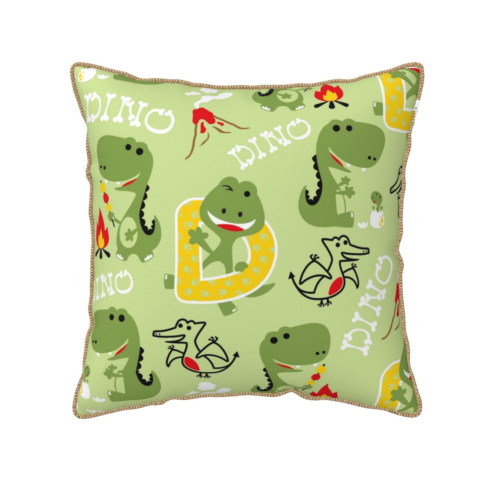 Kll Cute Dinosaurs Cartoon Decorative Throw Pillow Covers Velvet Soft ...