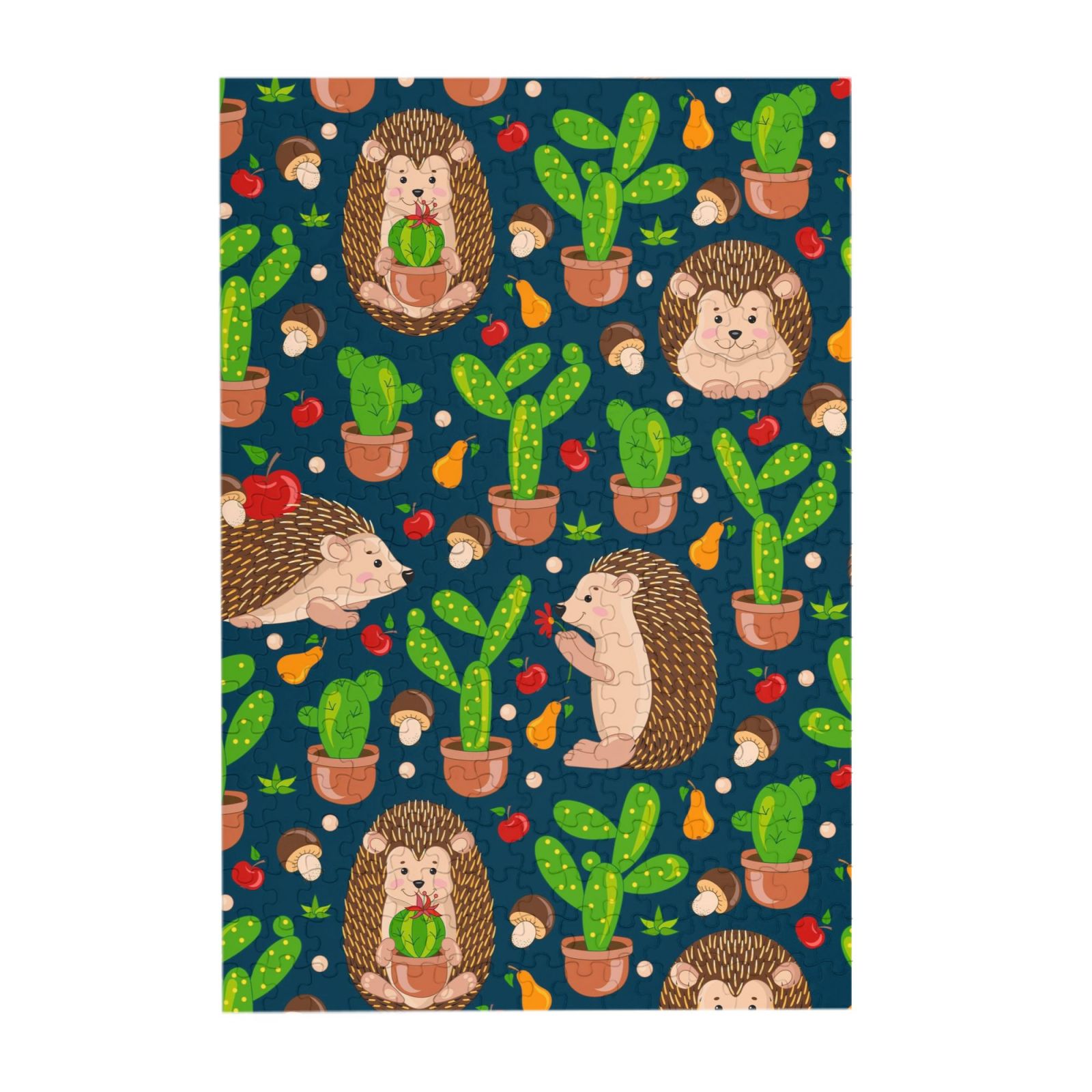 Kll Cute Hedgehogs Cactus Blue - 300 Piece Jigsaw Puzzle For Adult And ...