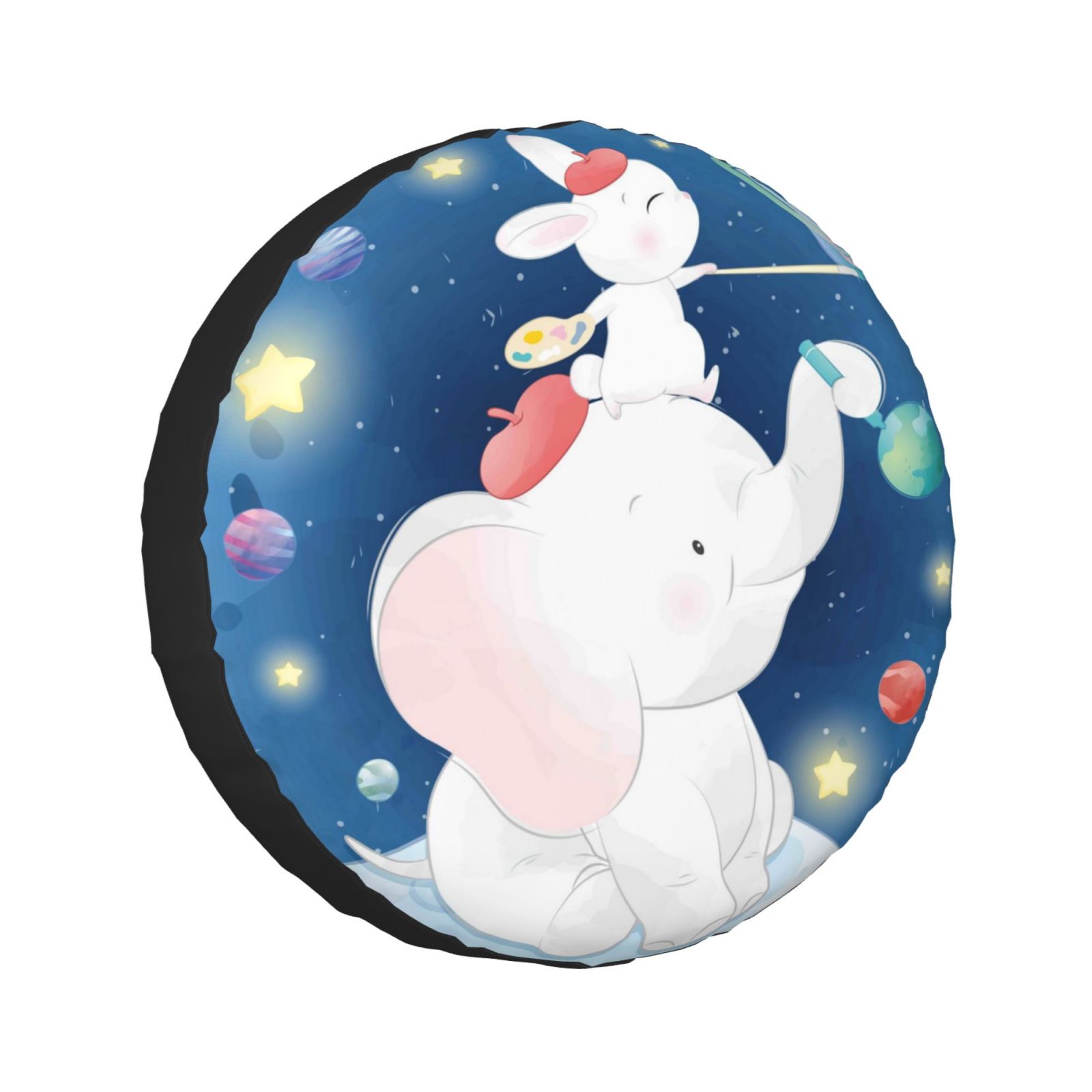 Kll Cute Little Bunny Elephant Painting A Planet Tire Cover,Universal ...