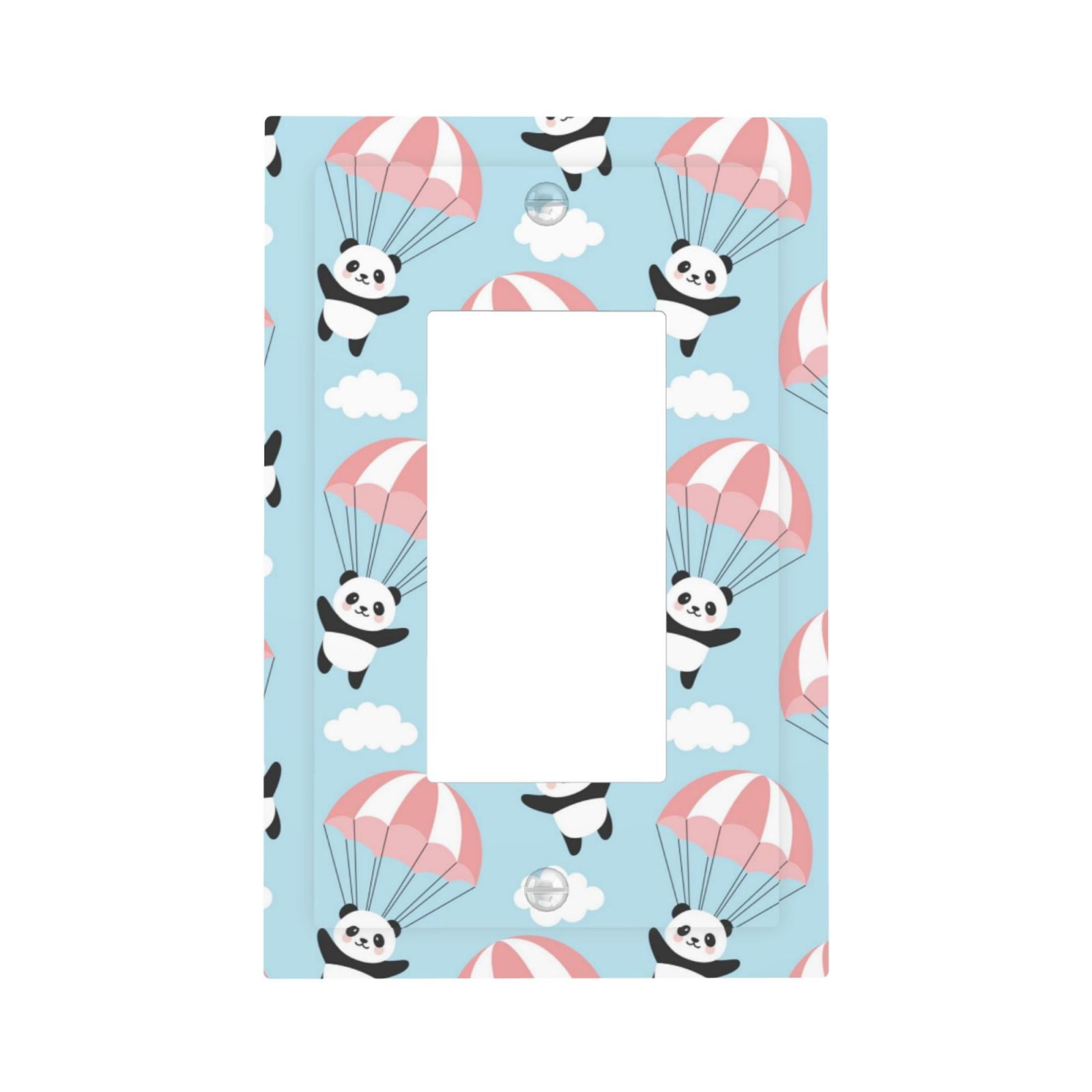 Kll Cute Panda Flying In The Sky Wall Plate,Gloss Finish,Standard Size ...