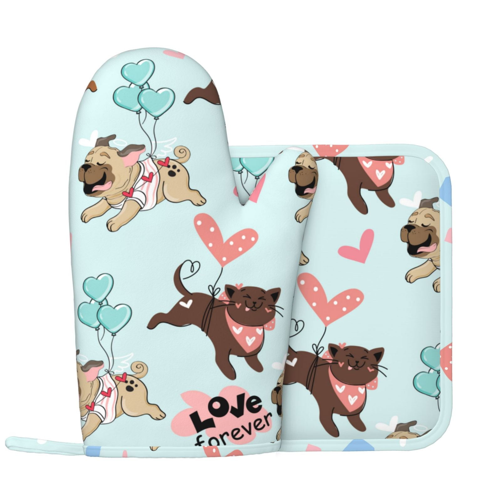 Kll Cute Pug Dogs Oven Gloves And Pot Holders Grill Gloves - Oven ...