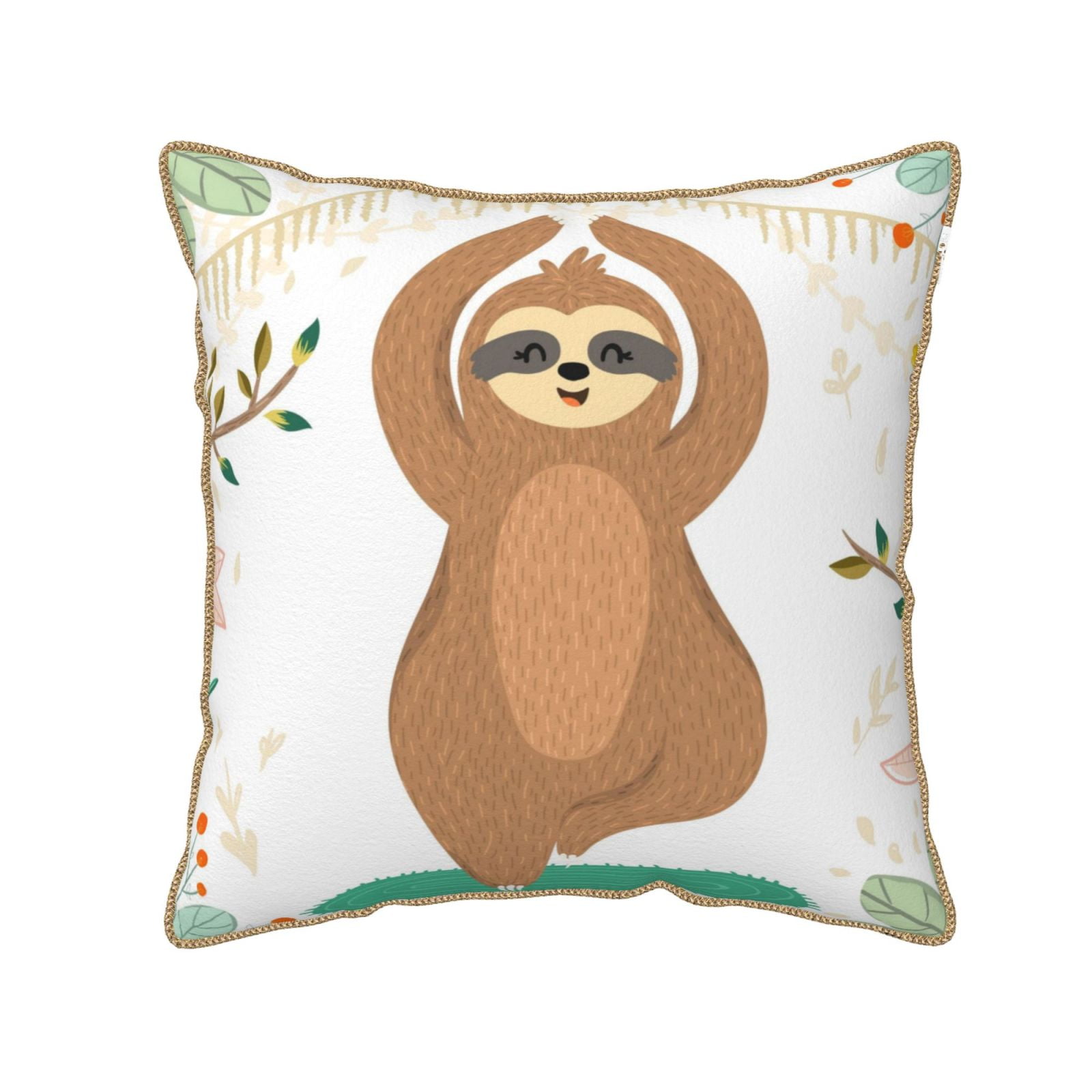 Kll Cute Sloth In Yoga Pose Tree Decorative Throw Pillow Covers Velvet ...