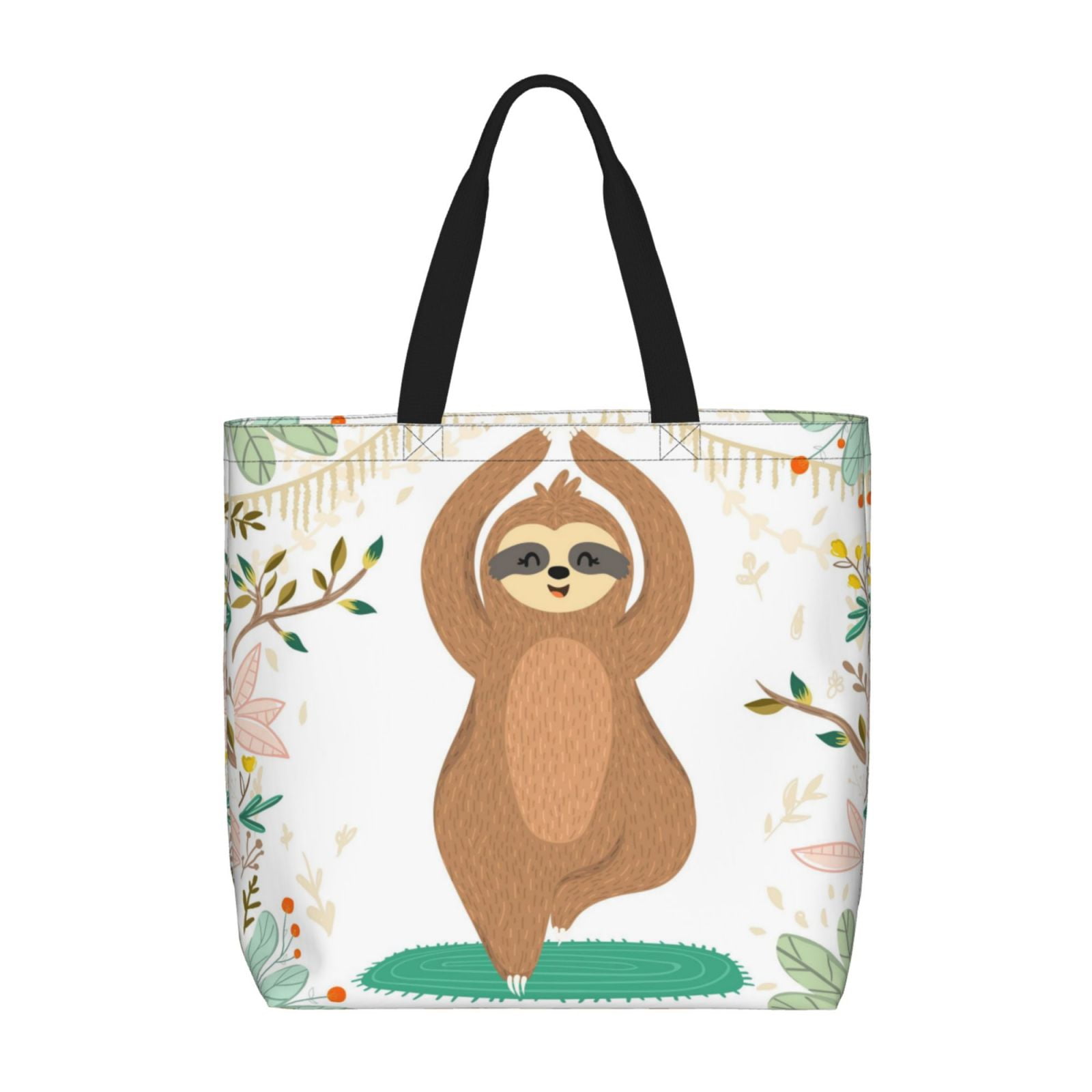 Kll Cute Sloth In Yoga Pose Tree Pattern Aesthetic Tote Bag For Women ...