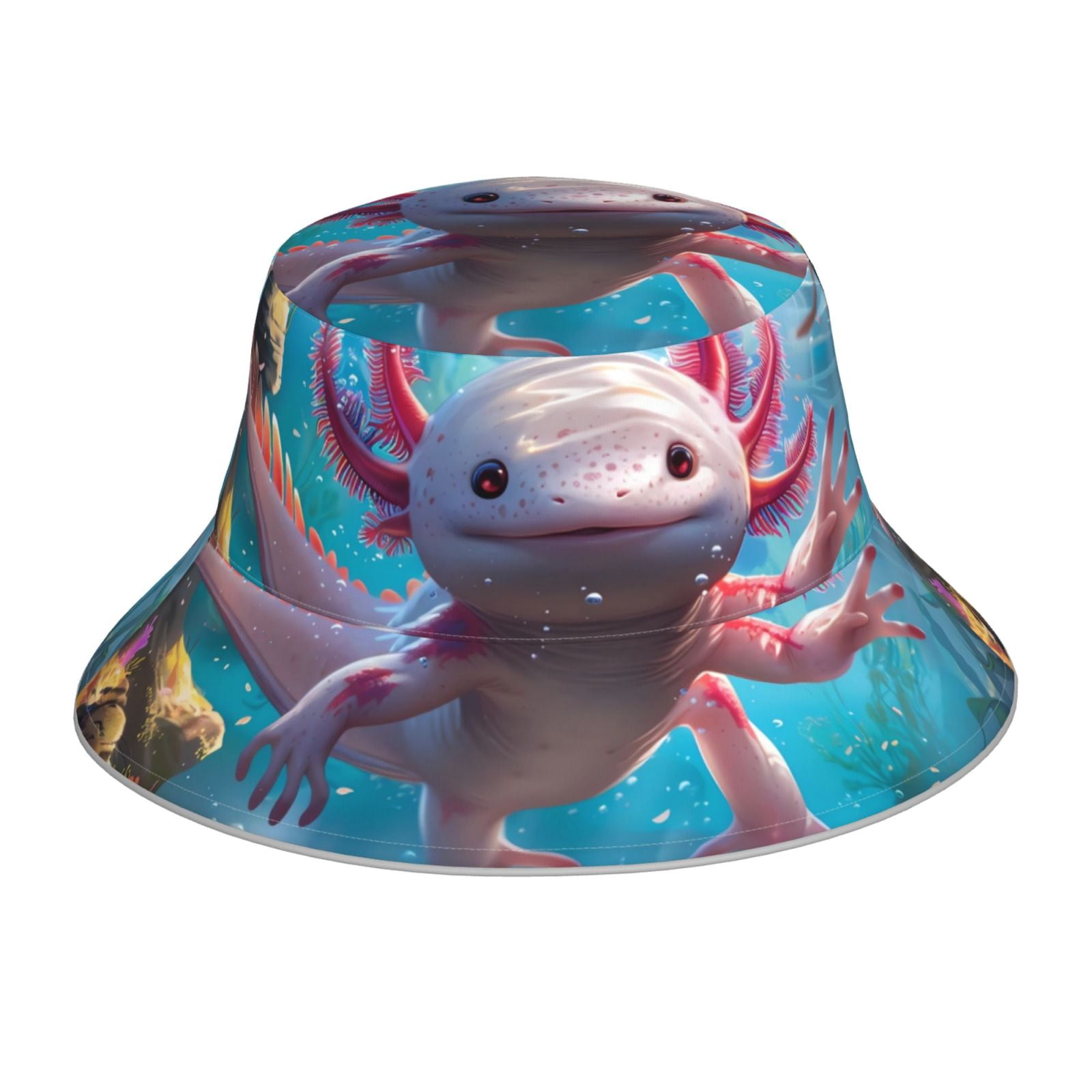 Kll Cute Underwater Axolotl Bucket Hat for Women Men Packable Travel ...