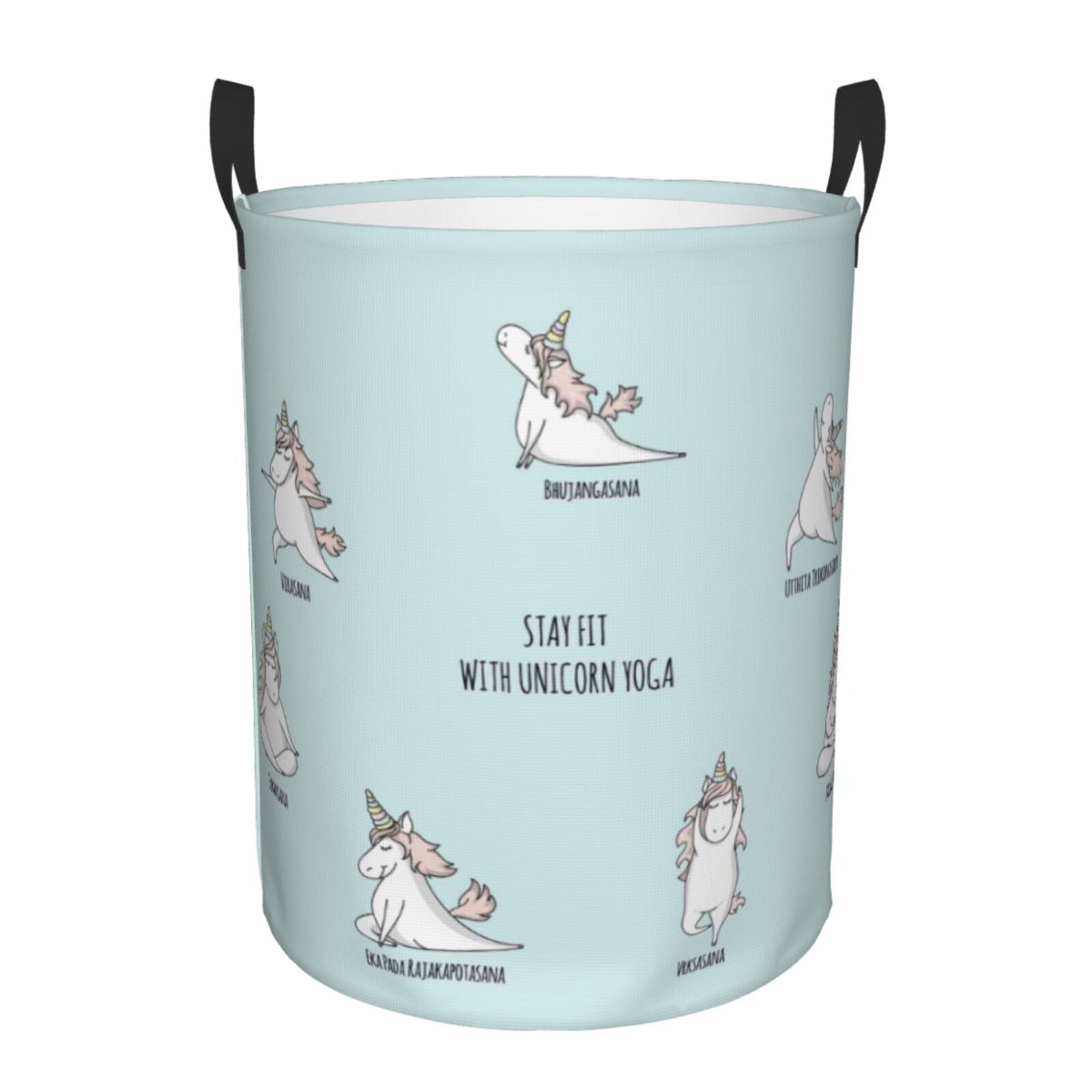 Kll Cute Unicorn Doing Yoga Pose Waterproof Foldable Laundry Hamper ...