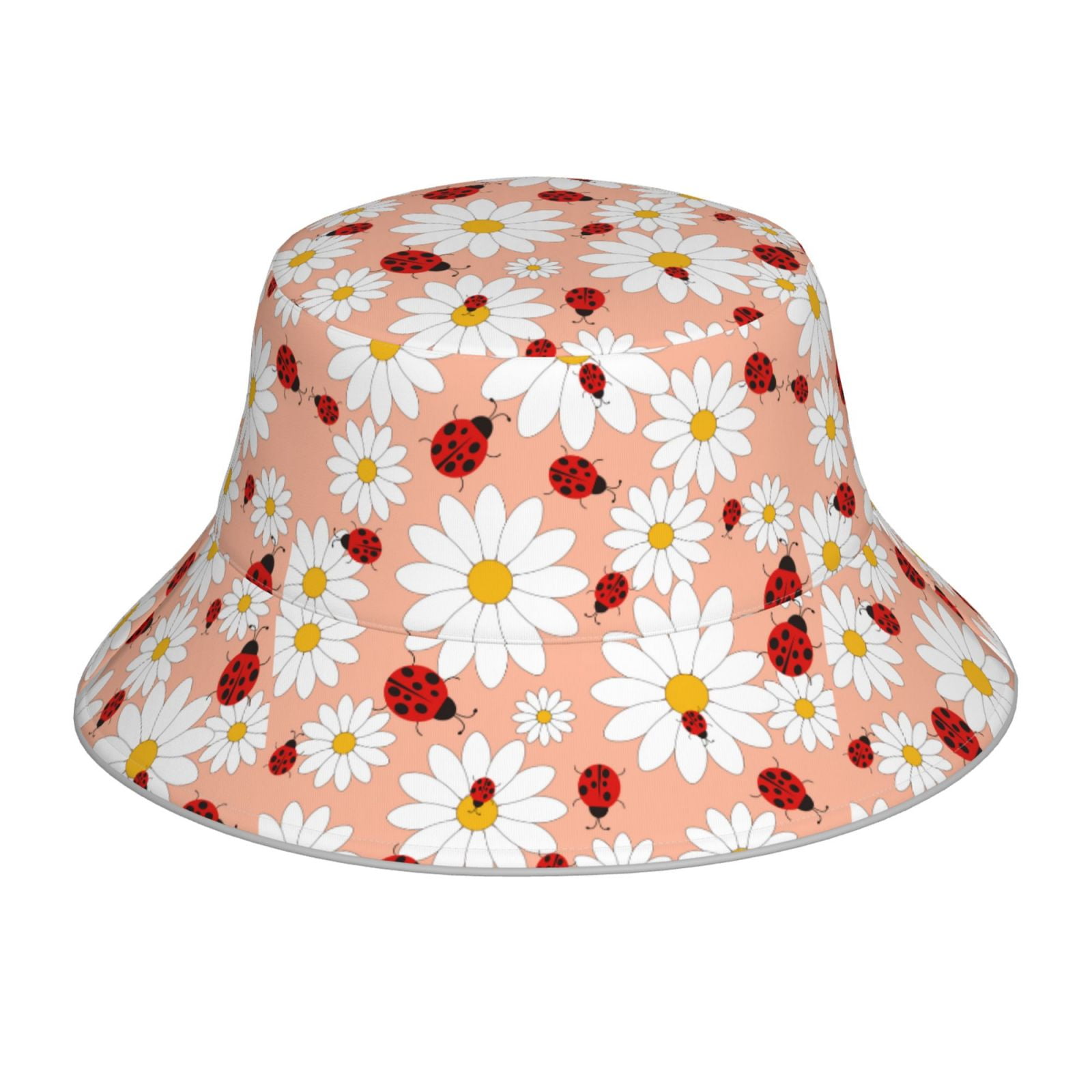 Kll Daisy And Ladybug Bucket Hat For Women Men Packable Travel Beach ...