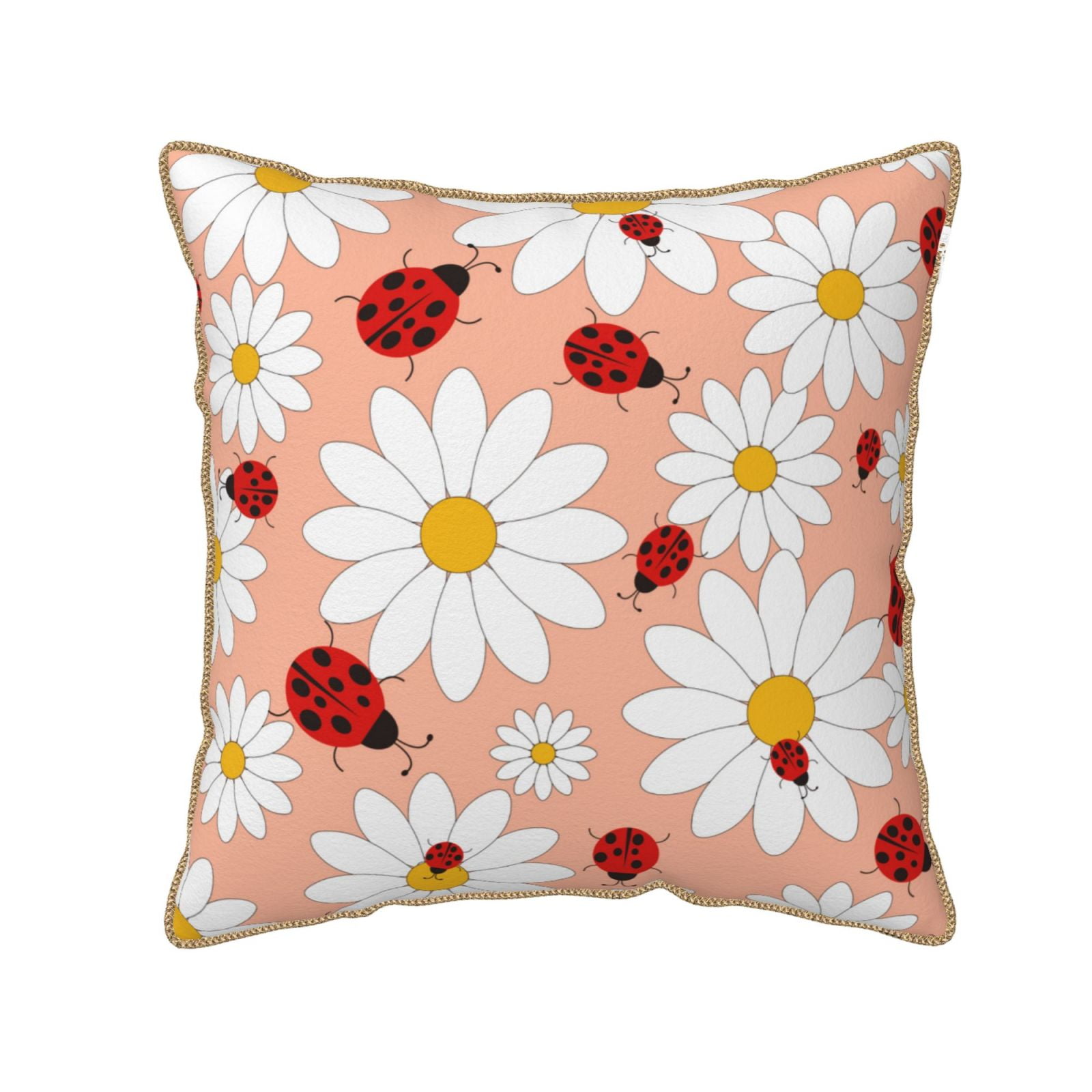 Kll Daisy And Ladybug Decorative Throw Pillow Covers Velvet Soft For ...
