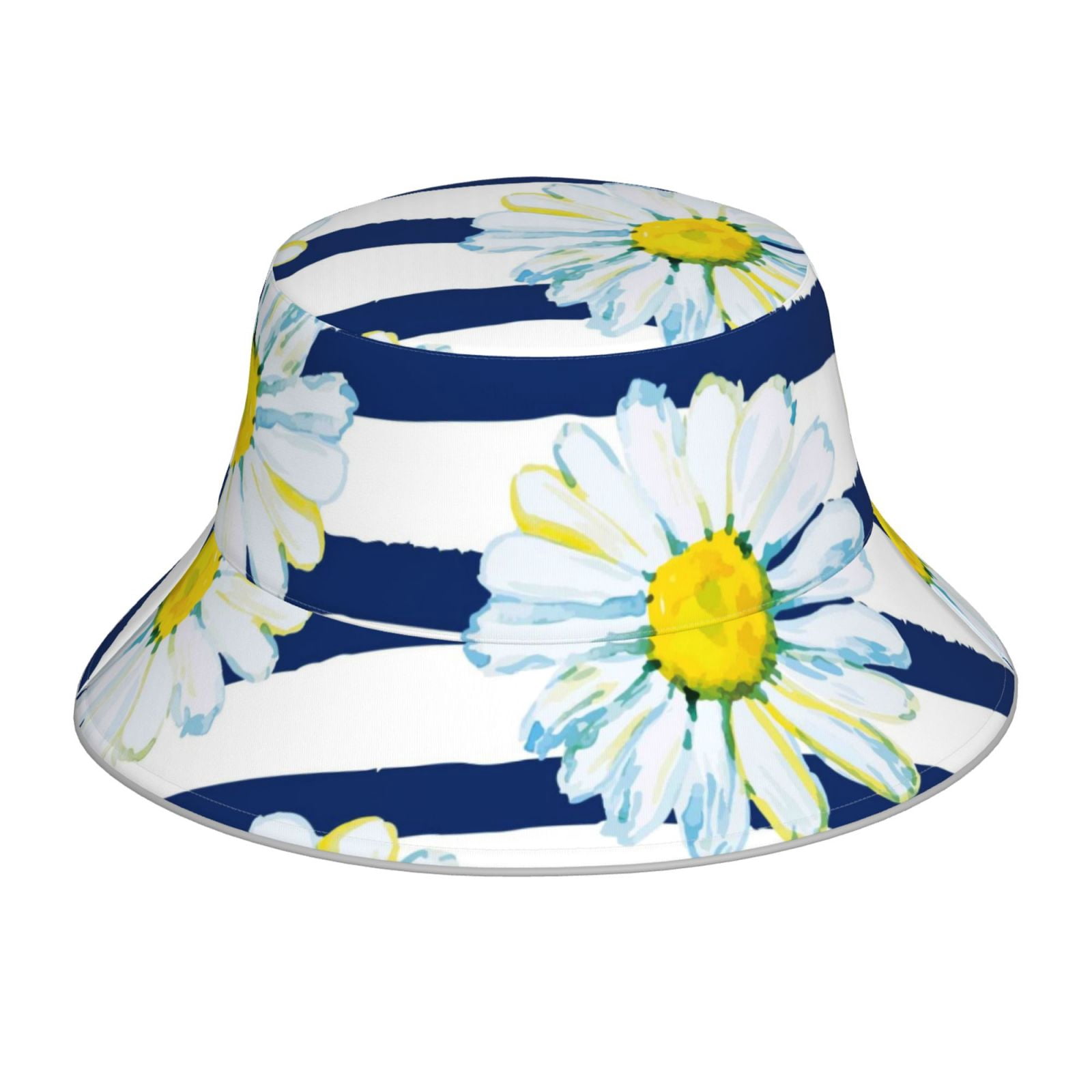 Kll Daisy Striped Nautical Bucket Hat For Women Men Packable Travel ...