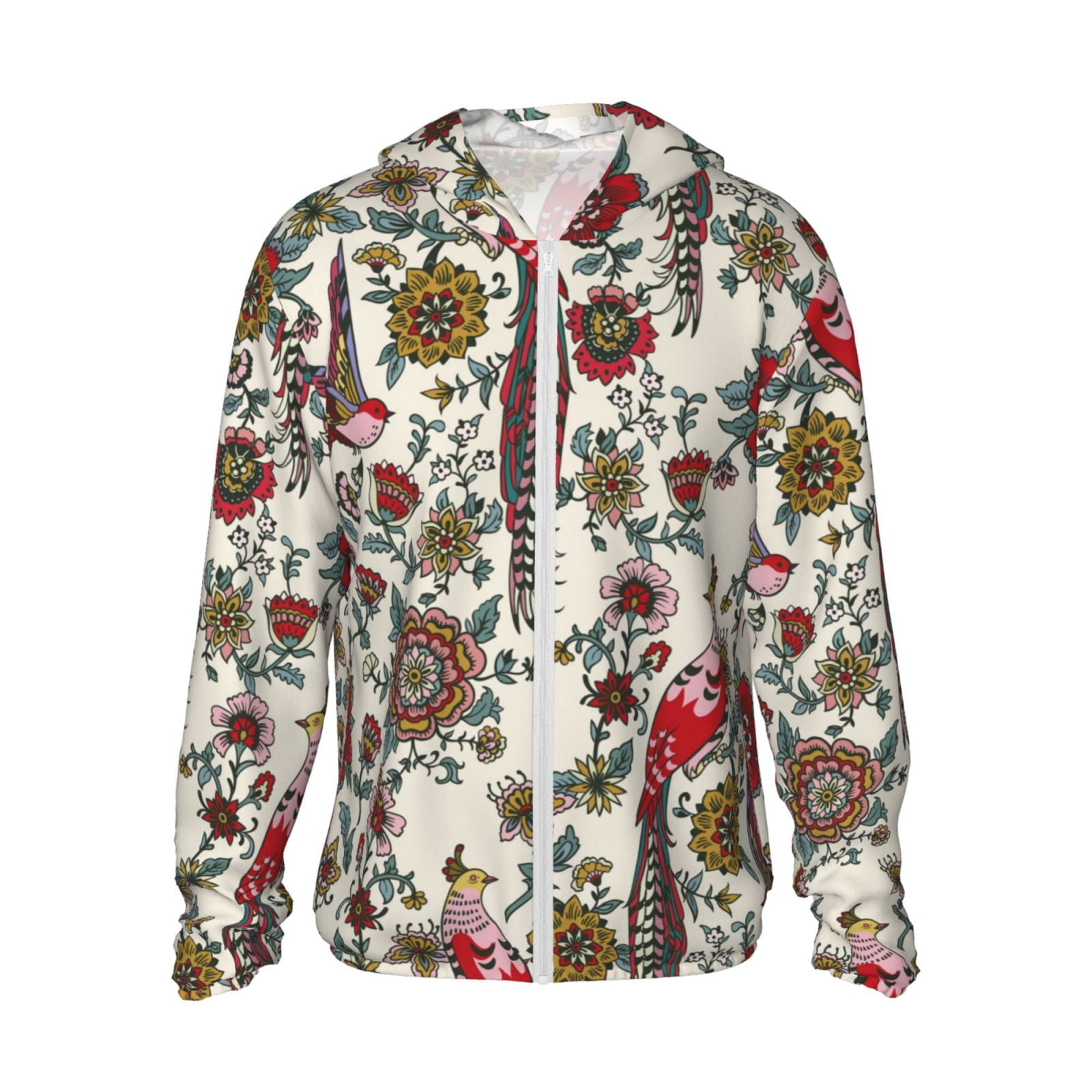 Kll Dark Enchanted Flowers And Birds Print Men'S Women’s Upf 50+ Sun ...