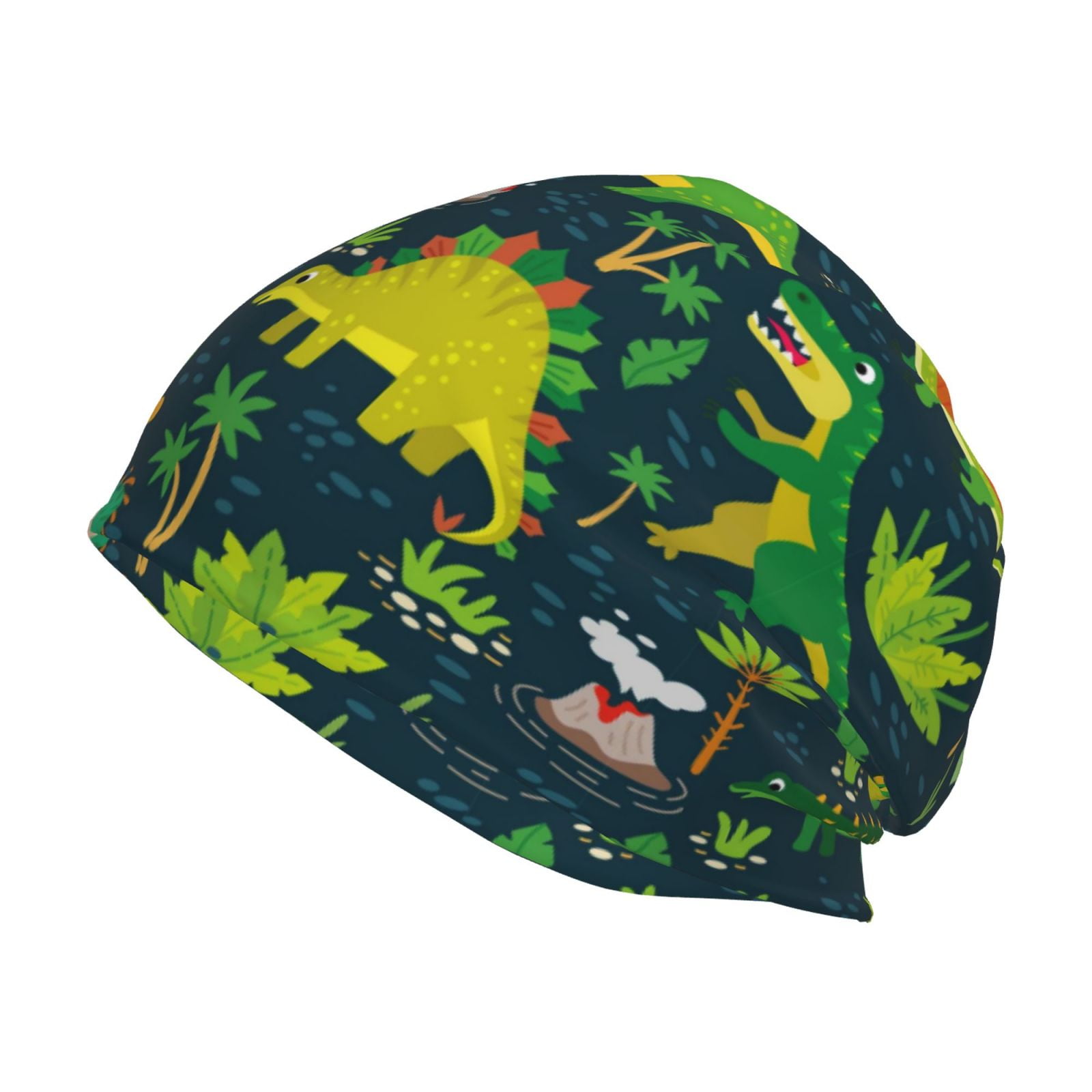 Kll Dinosaurs And Tropical Leaves And Flowers Winter Fall Beanie Knit ...