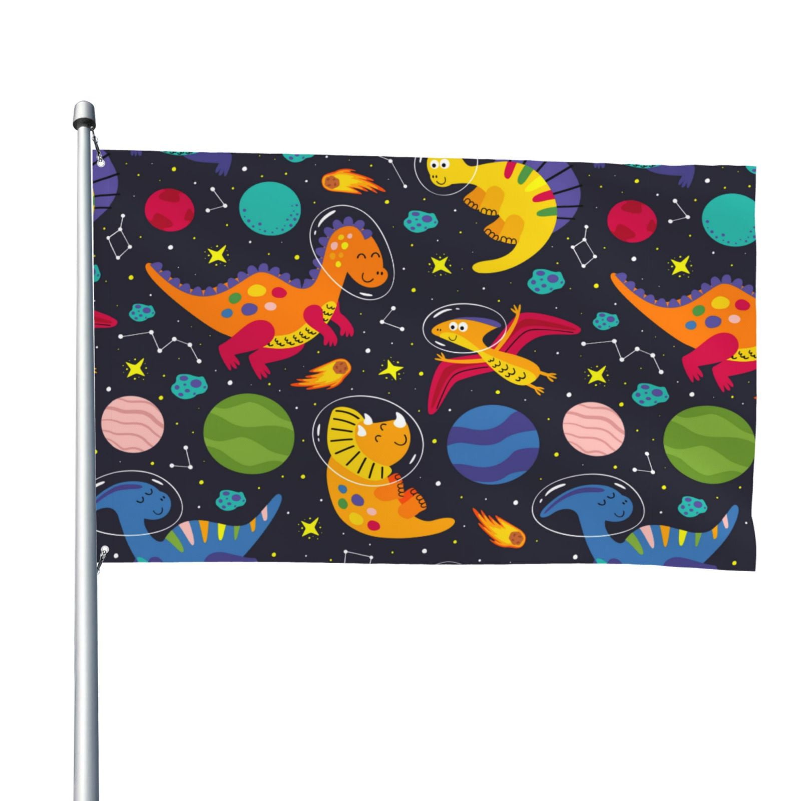 Kll Dinosaurs In Space Flag 4x6 Ft Parade Party Flag Outdoor Flag ...