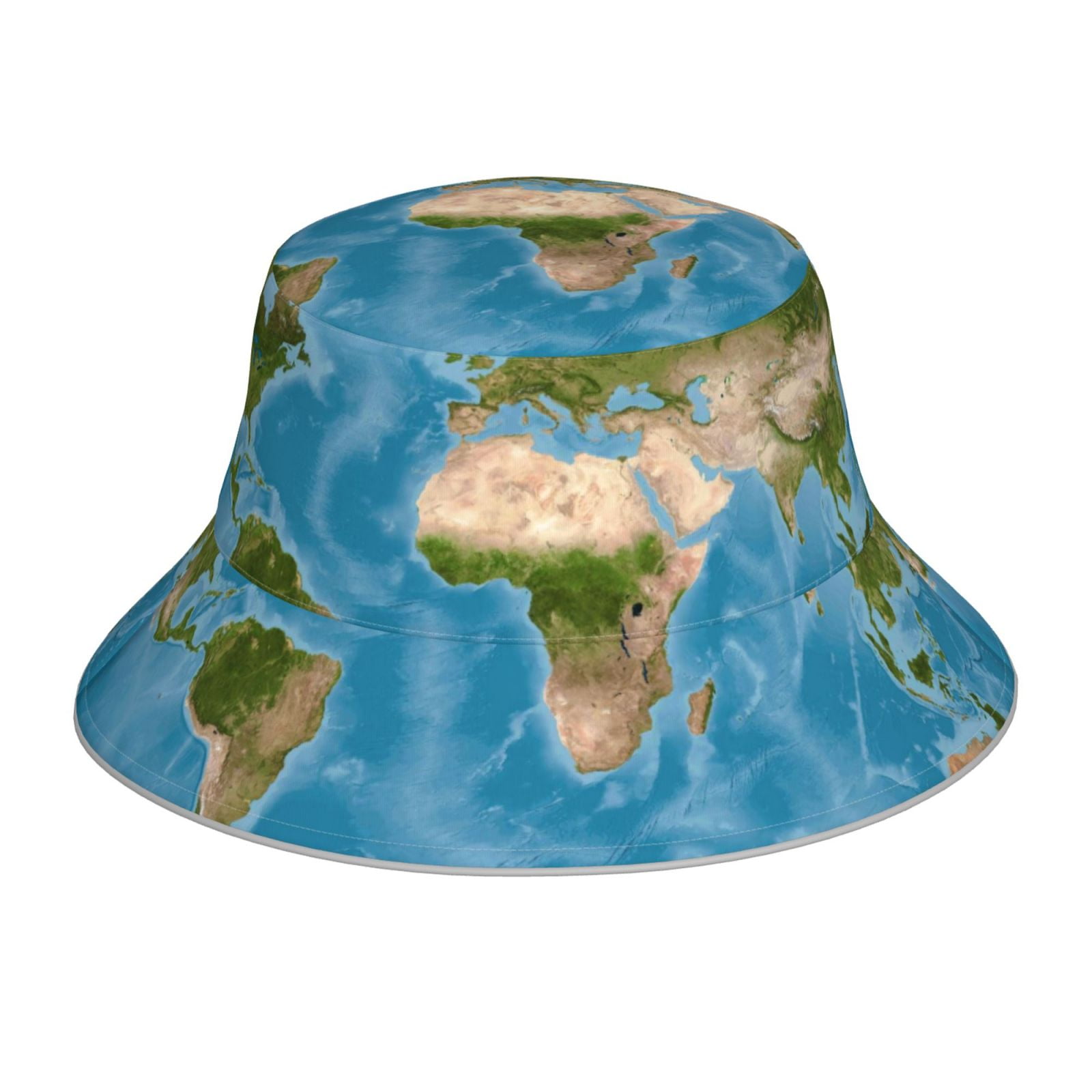 Kll Earth View World Map Bucket Hat For Women Men Packable Travel Beach ...