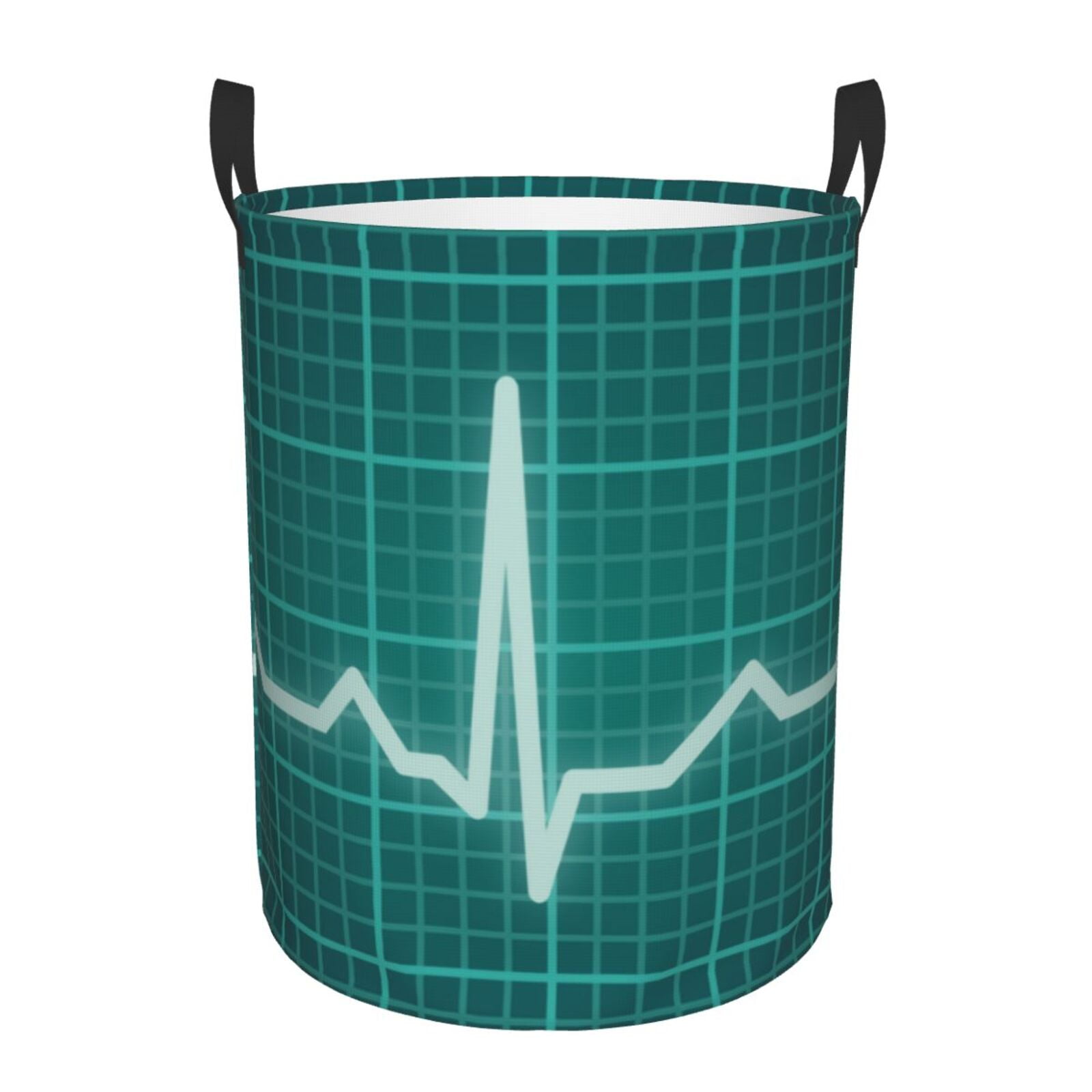 Kll Ecg Wave Waterproof Foldable Laundry Hamper Bucket With Handles For ...