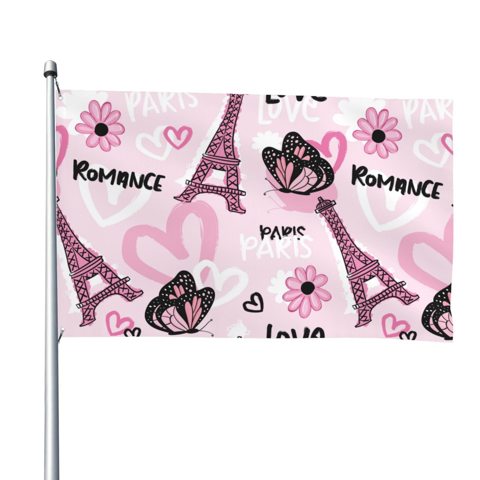 Kll Eiffel Tower And Butterflies Flag 4x6 Ft Parade Party Flag Outdoor ...