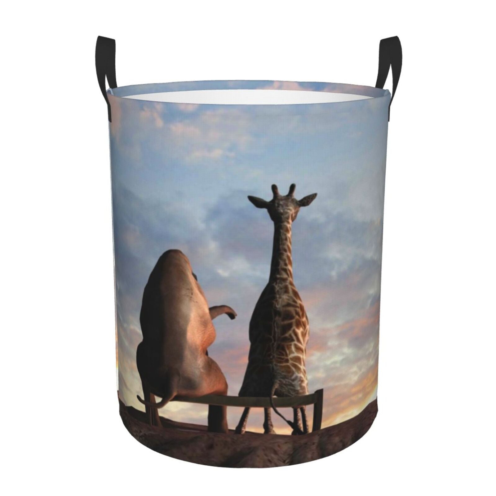 Kll Elephant Giraffe On A Mountain Top Sunset Waterproof Foldable ...