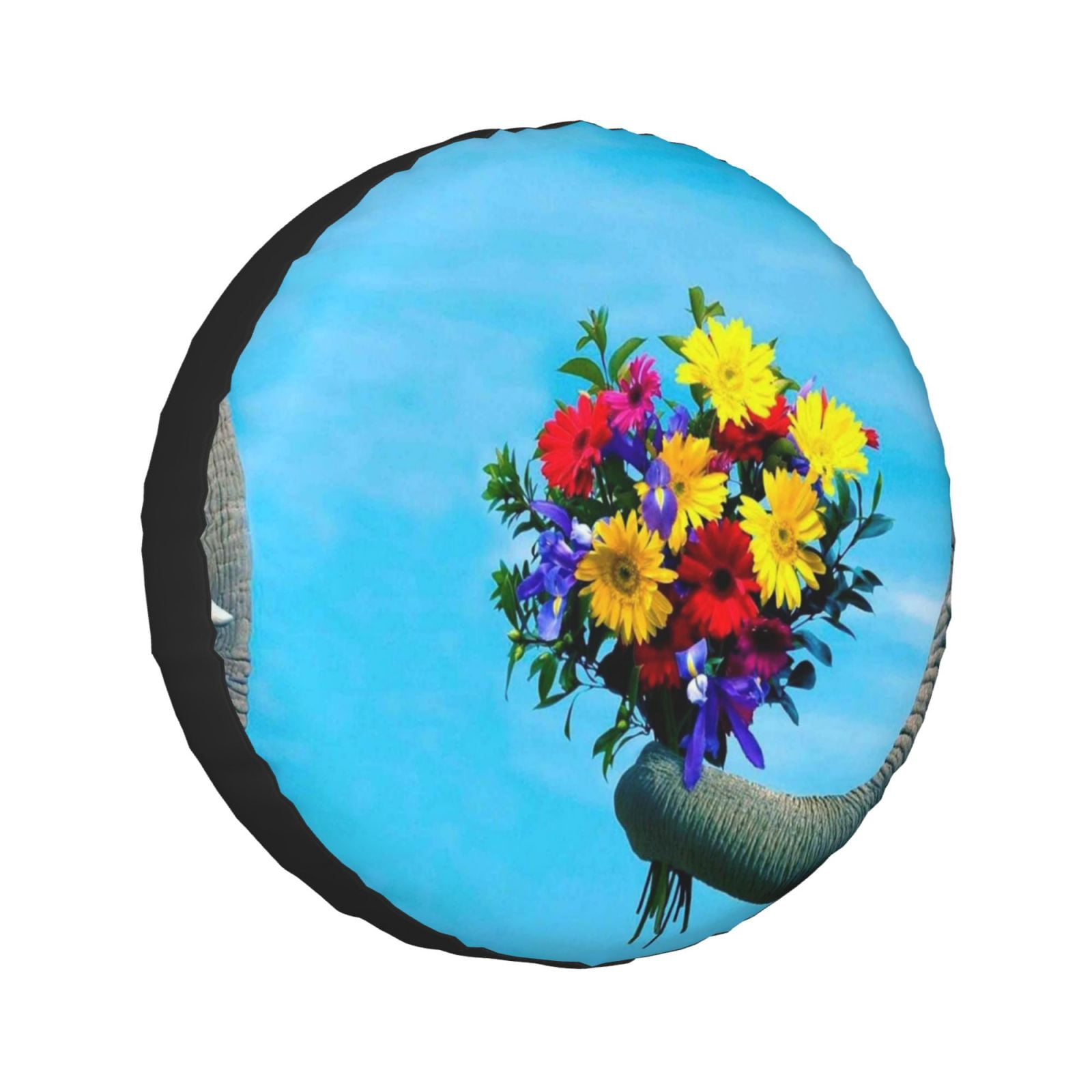 Kll Elephant Trunk Couple Flowers Tire Cover,Universal Wheel Tire Cover ...