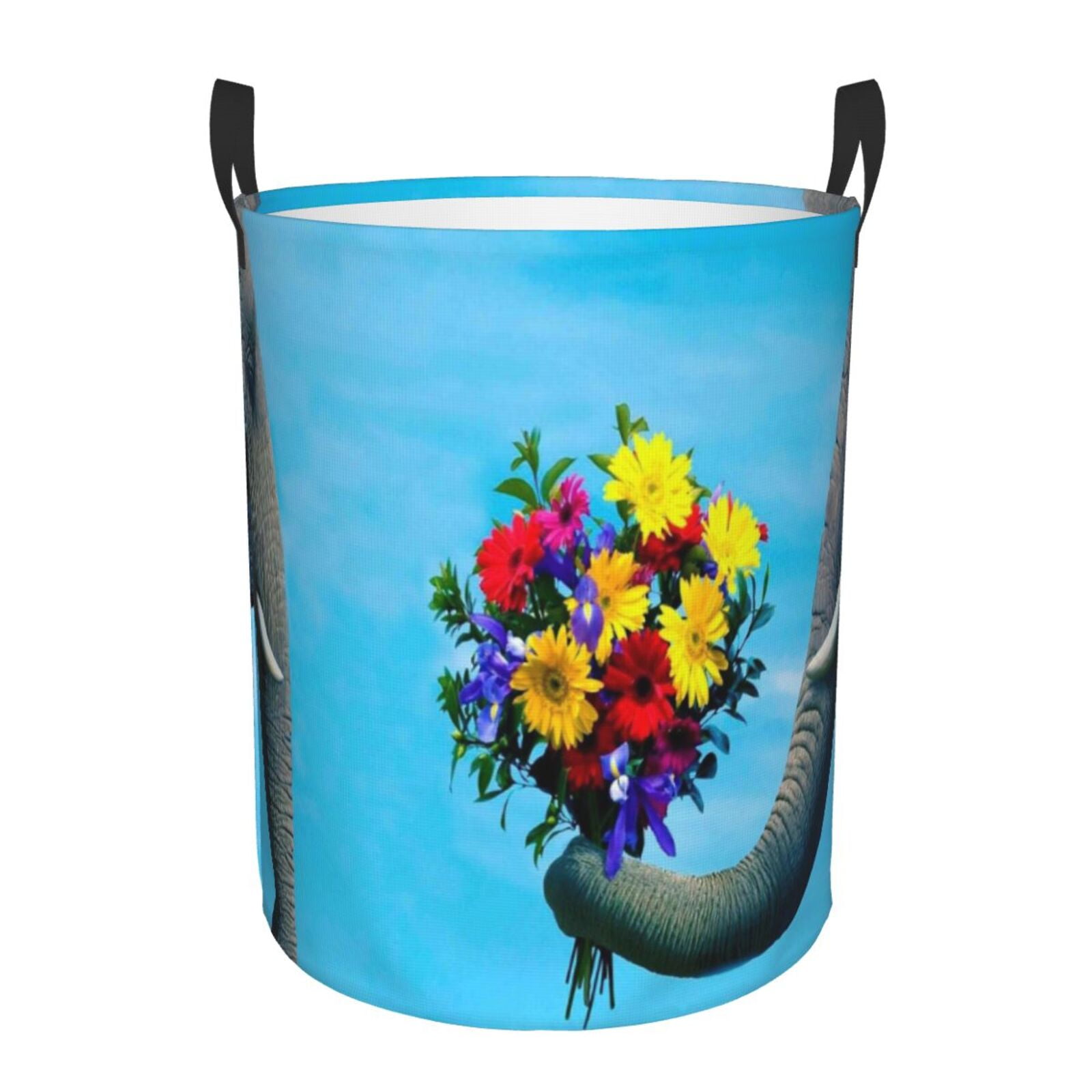 Kll Elephant Trunk Couple Flowers Waterproof Foldable Laundry Hamper ...