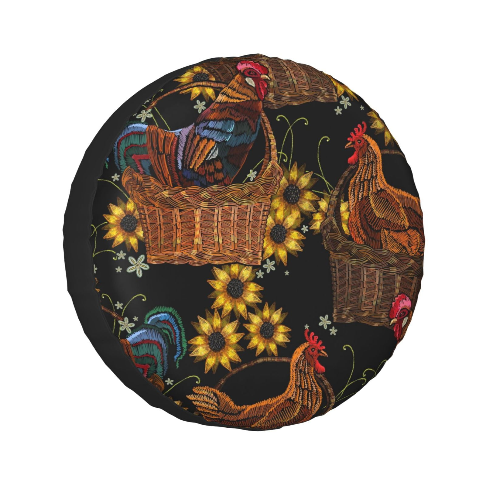 Kll Embroidery Chicken Rooster And Sunflowers Tire Cover,Universal ...