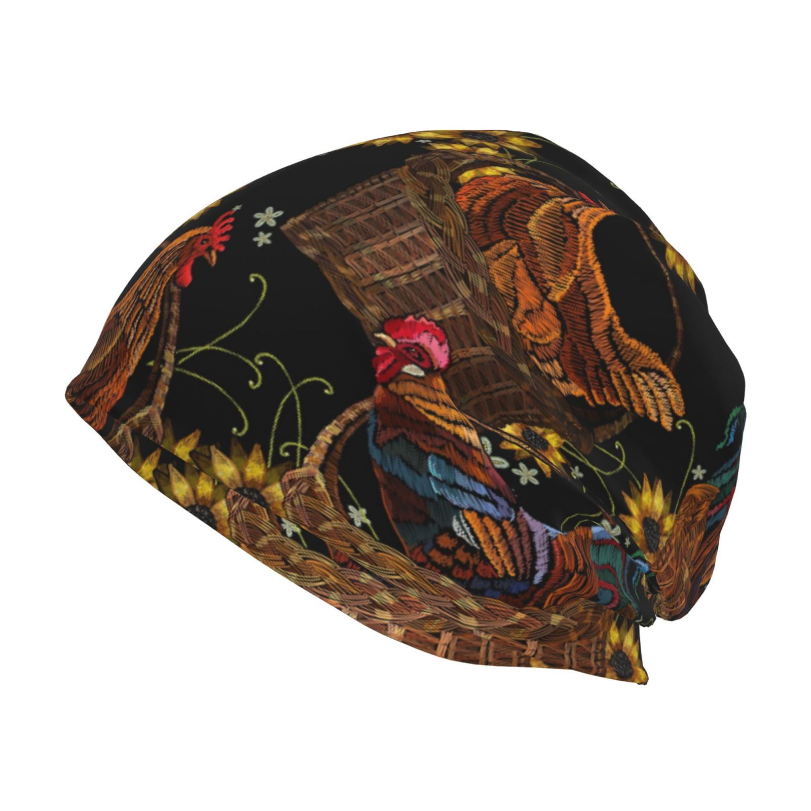 Kll Embroidery Chicken Rooster And Sunflowers Winter Fall Beanie Knit ...